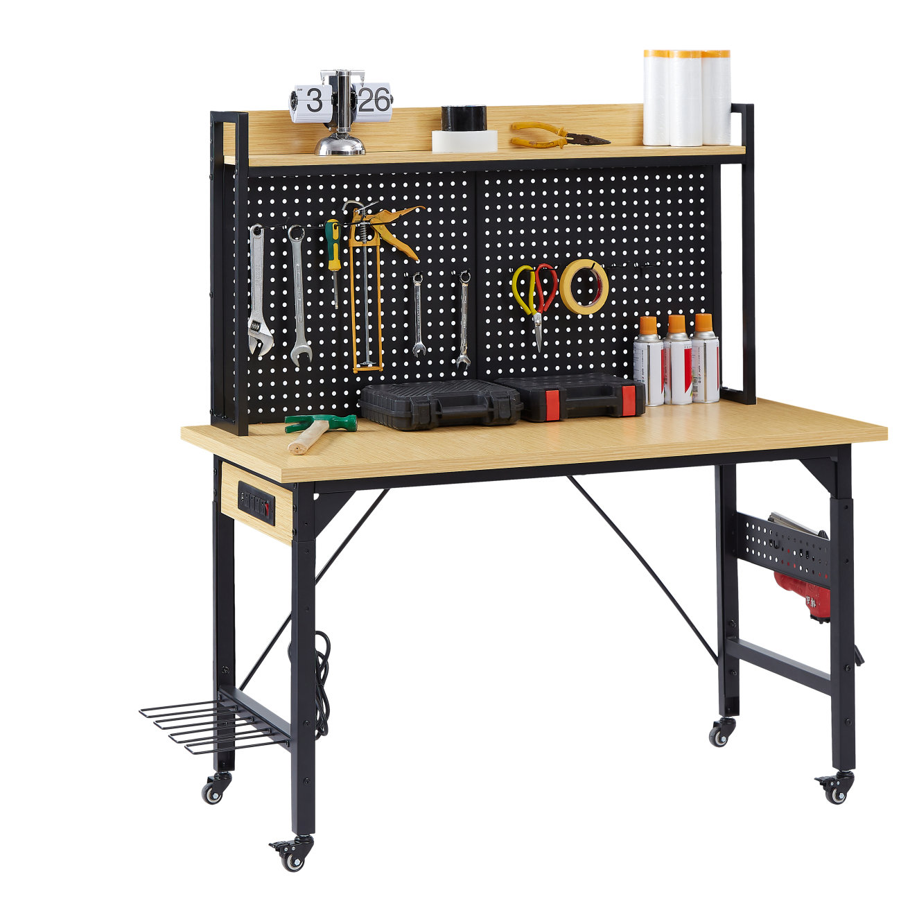 WFX Utility™ 48''Adjustable Workbench With Pegboard, Heavy Duty Wooden ...