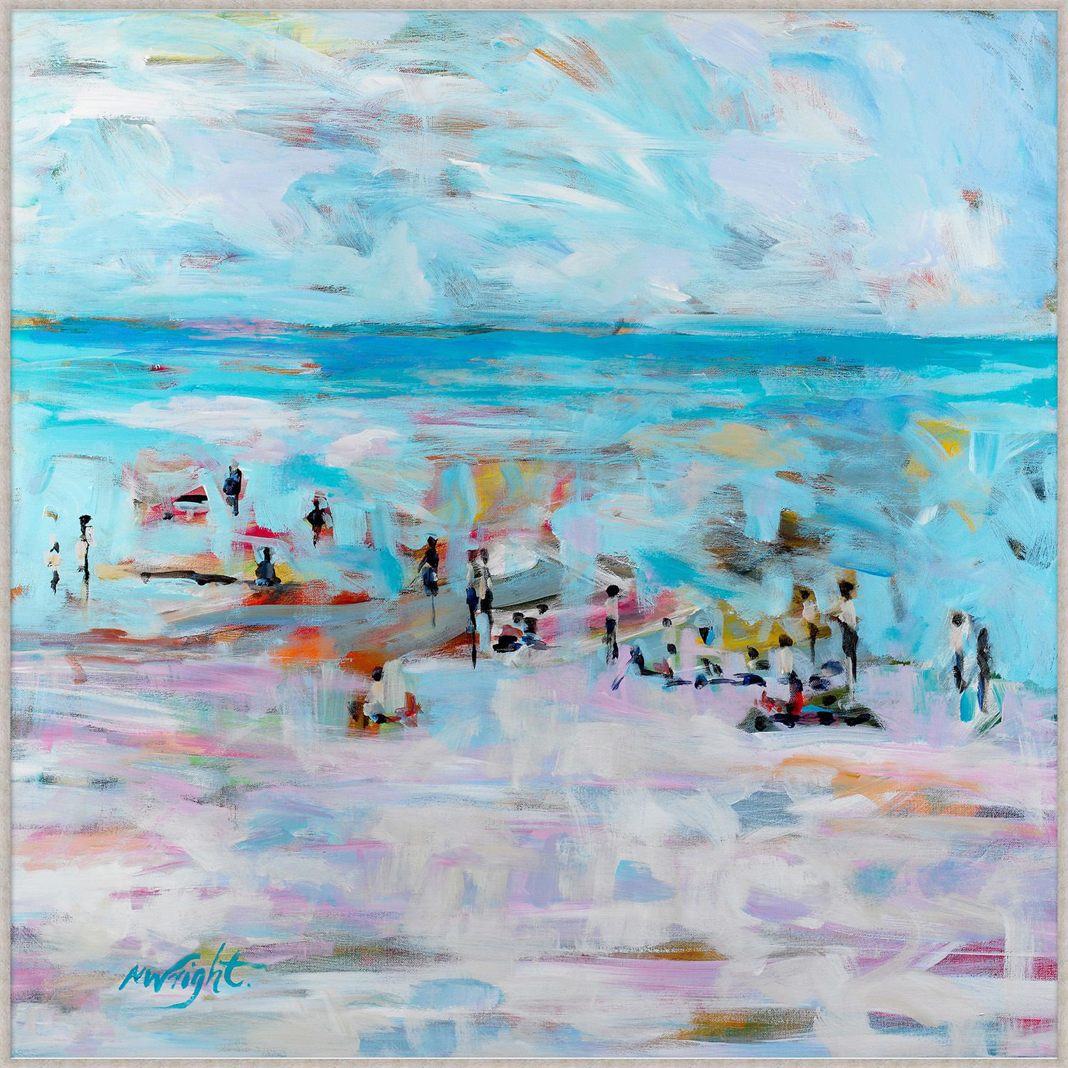 Wendover Art Group Beach People - Floater Frame Print on Canvas | Wayfair