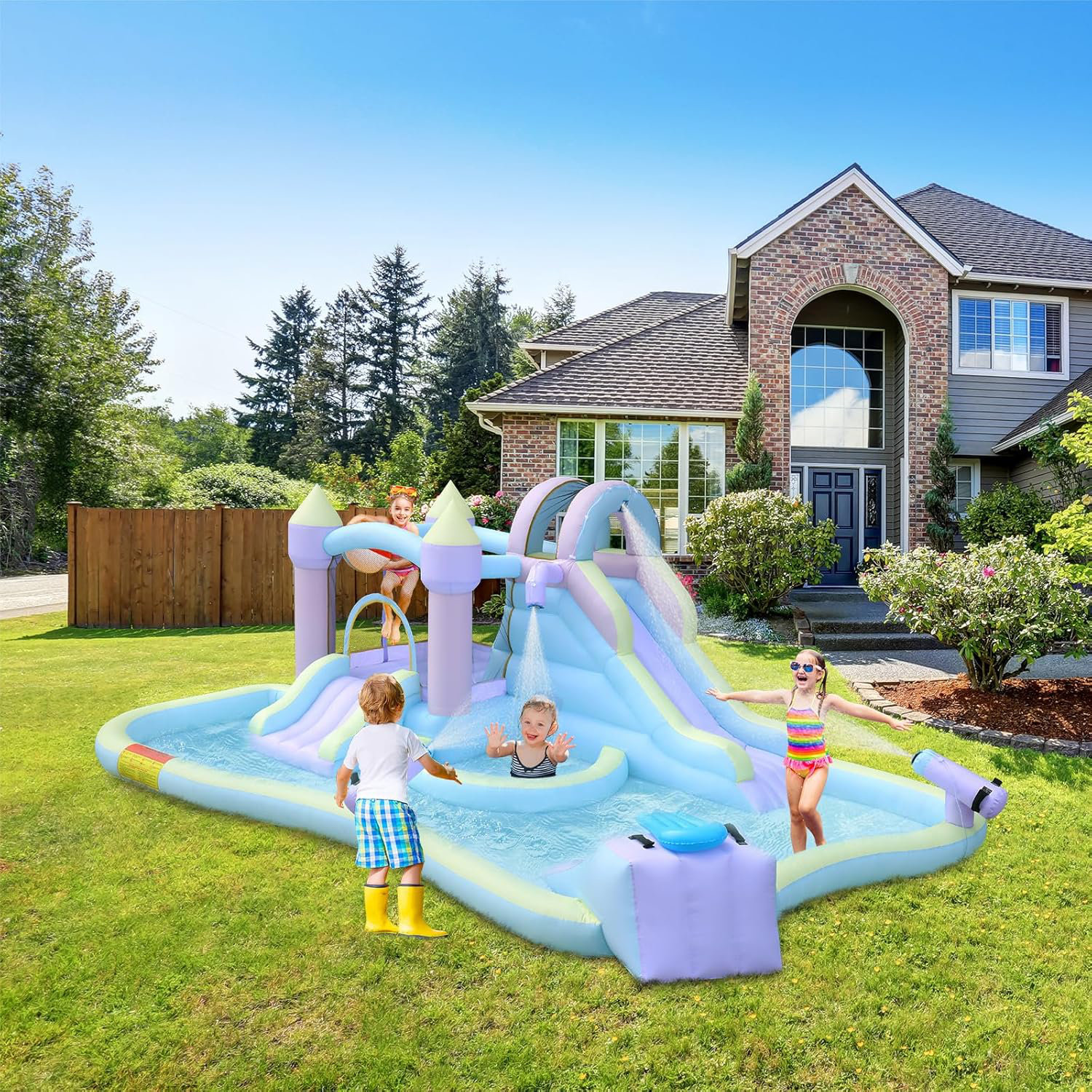 Winado Inflatable Bounce House With Double Water Slide And Air-Blower ...