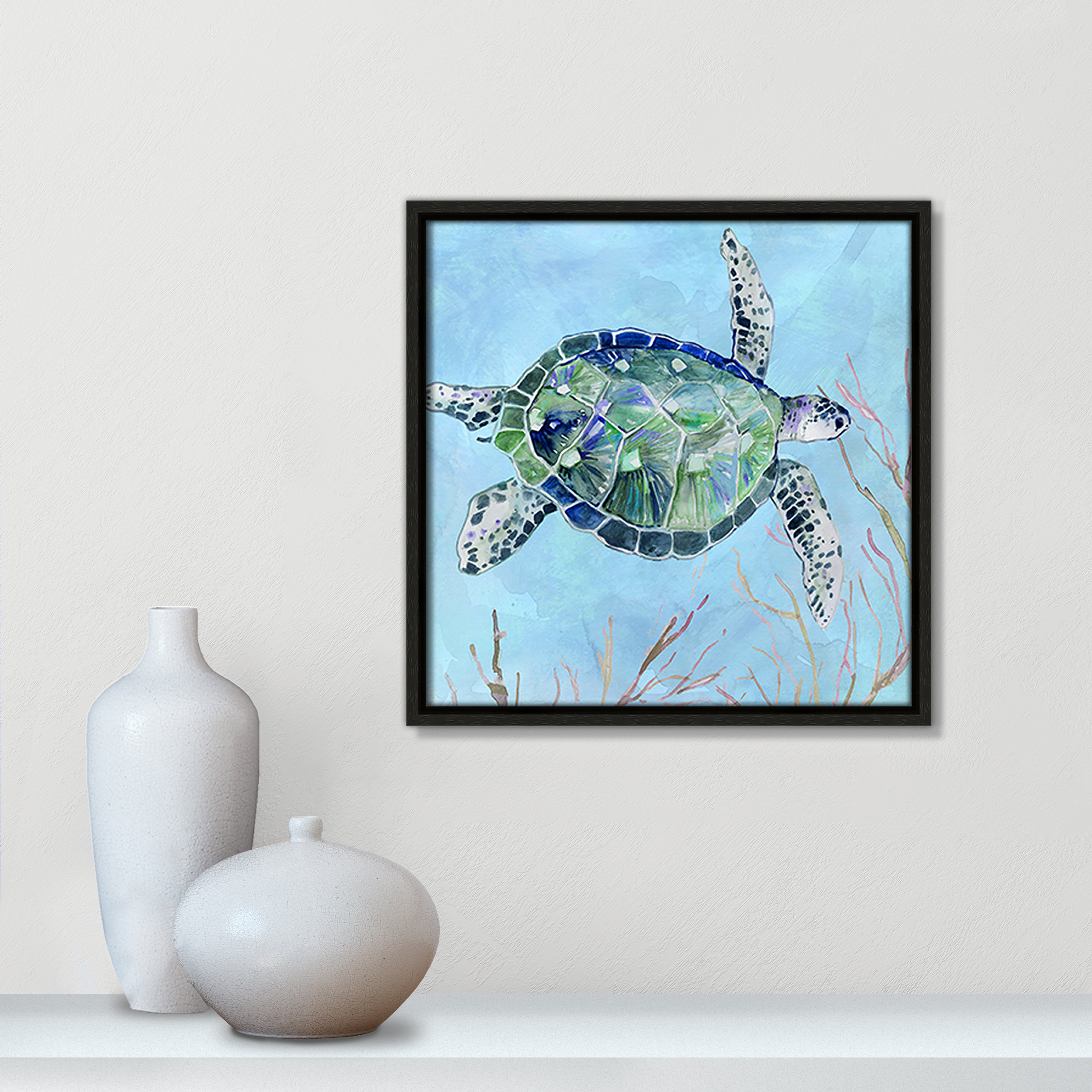 Casa Fine Arts Se3a Turtle Collection Sea Turtle I Framed On Canvas by ...