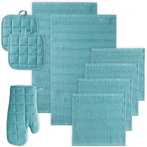 CANNON Kitchen Linens 9 Piece Set With 2 Cotton Kitchen Towels, 2 Pot ...