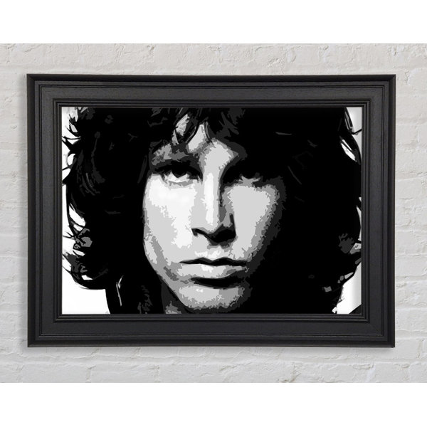 Ebern Designs Jim Morrison Face B N W - Single Picture Frame Print ...