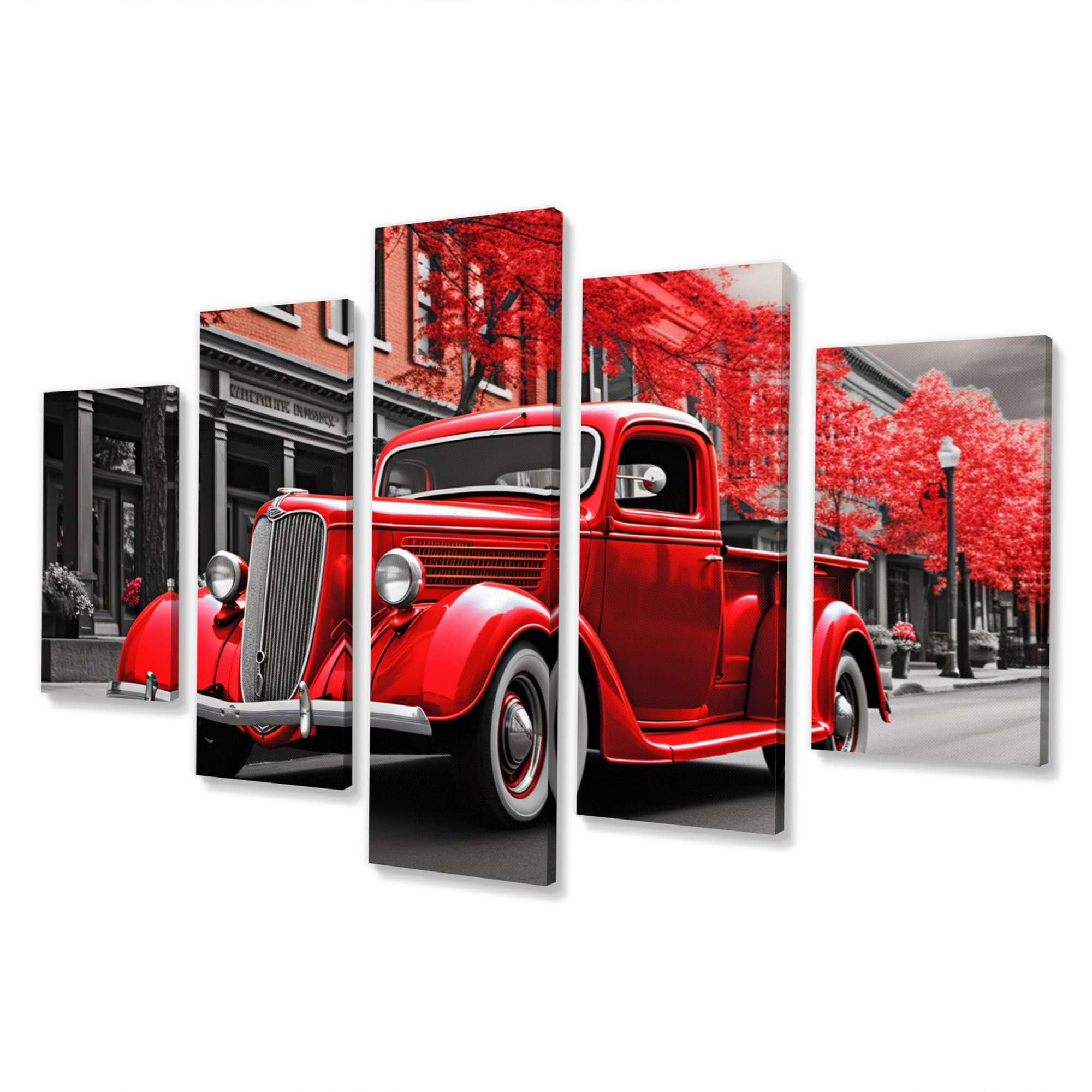Latitude Run® Red Pickup Truck Road Legends III - Transportation Canvas ...
