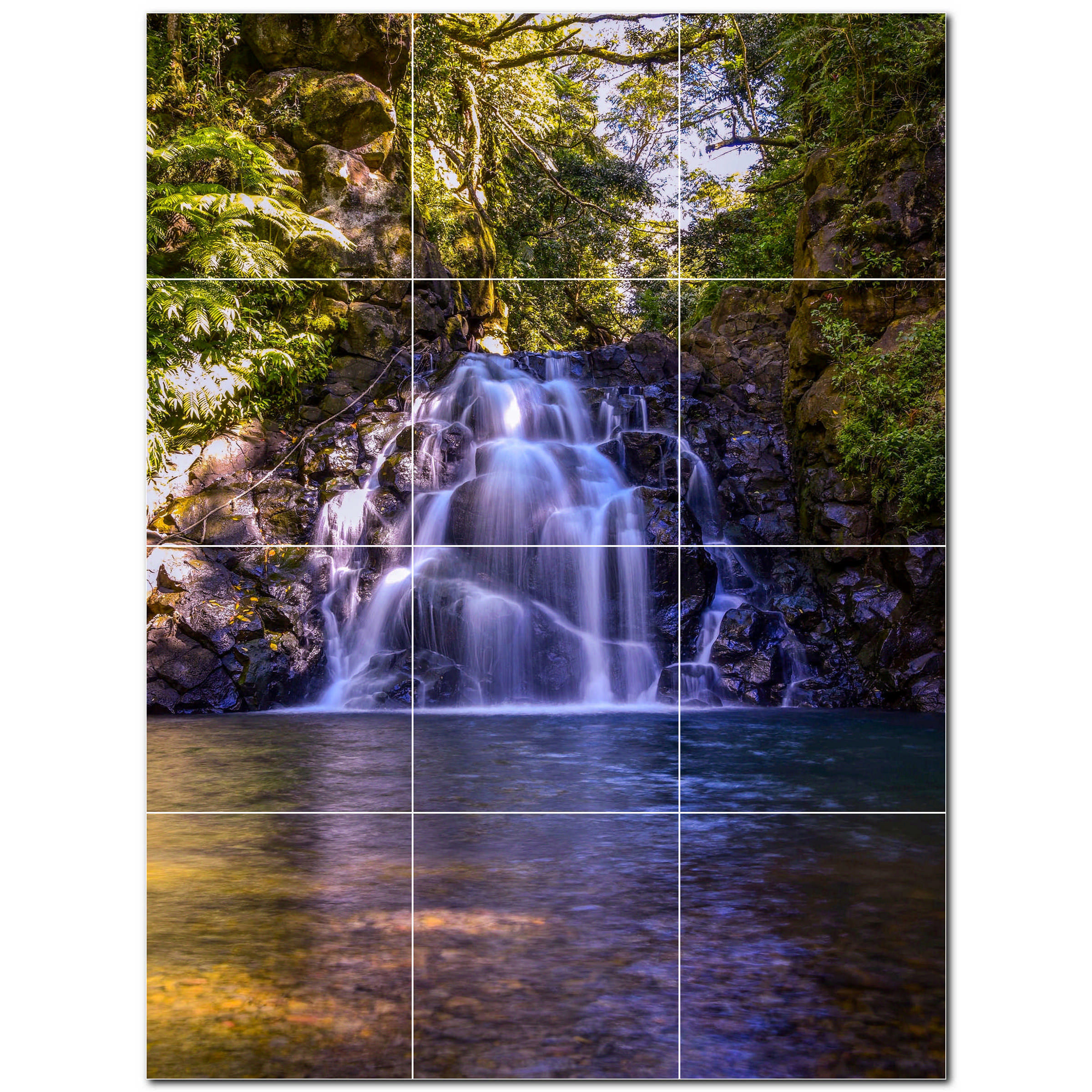 Picture-Tiles.com 24" x 32" Ceramic Waterfalls Photo Decorative Mural ...