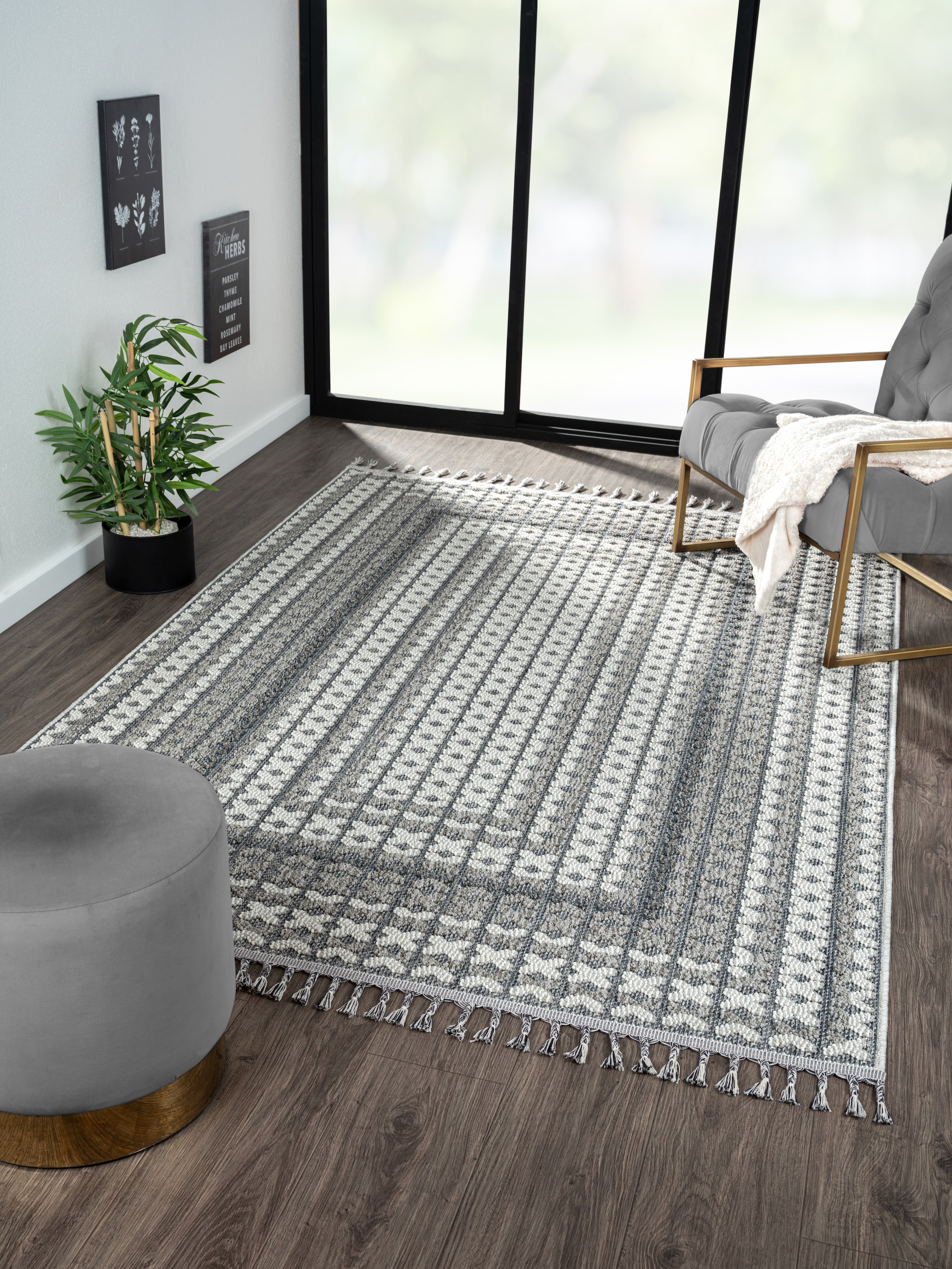 Foundry Select Tenessa Geometric Machine Woven Shag Polypropylene Area ...