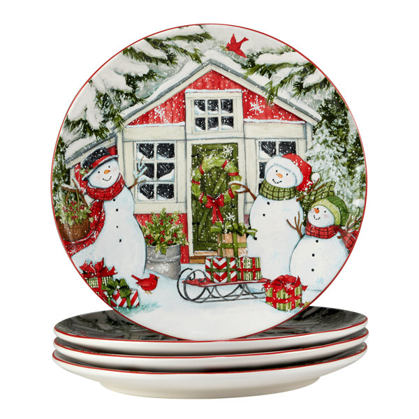 Certified International Snowman's Farmhouse 16Pc Dinnerware Set ...