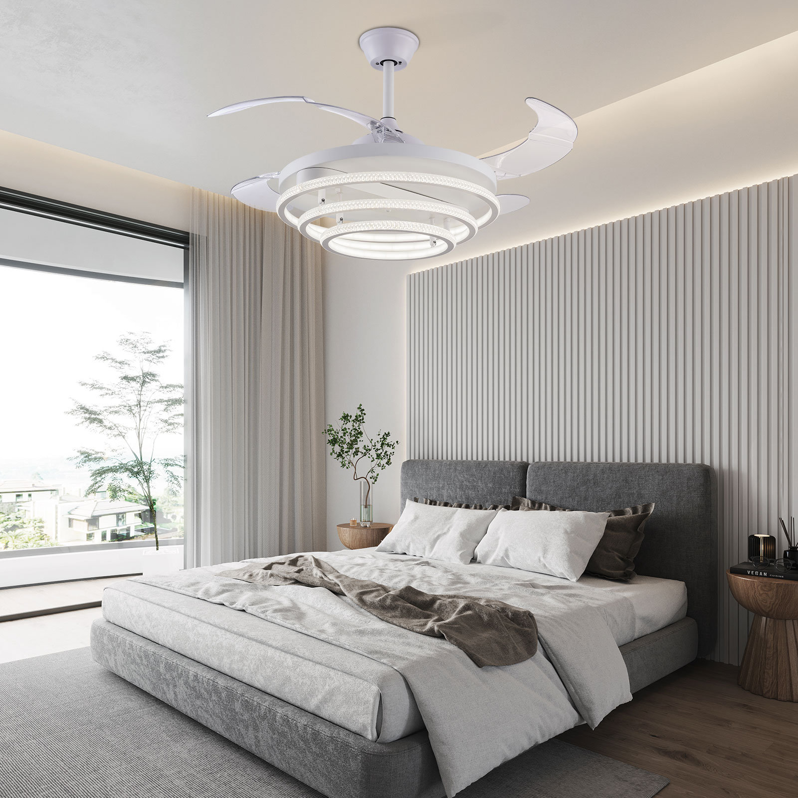 17 Stories 42 Inch LED Ceiling Fans with Light and Remote Control ...