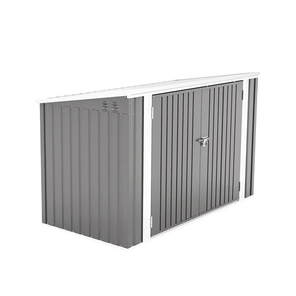 Dakota Fields Aslee 7 Ft. W x 3 Ft. D Pent Metal Bike Shed (Fits 3 ...