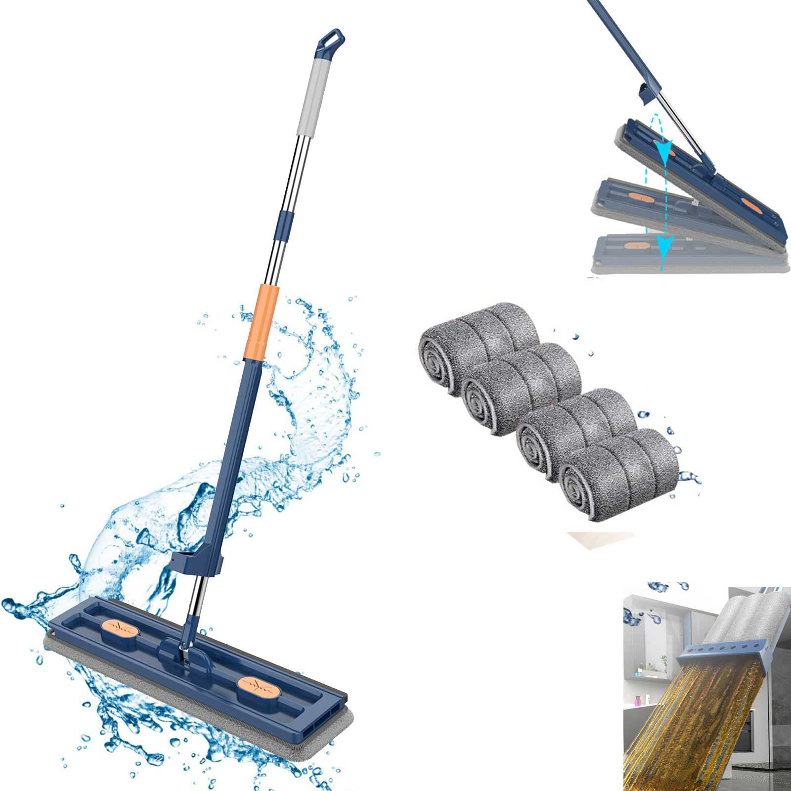 FEIYAN Large Flat Mop, Large Flat Mop For Wet And Dry Use, 54 ...