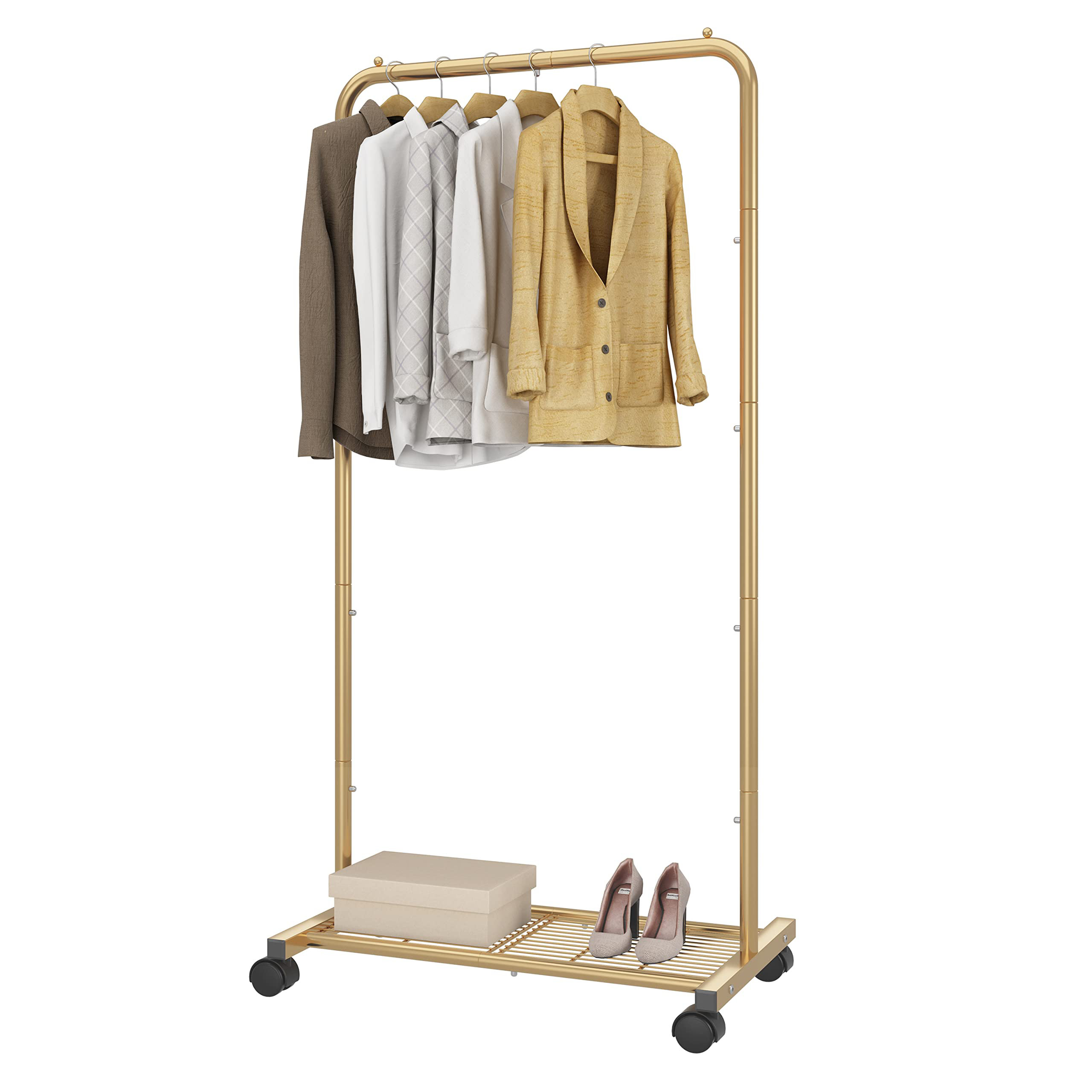 Mercer41 Standard Clothes Garment Rack, Clothing Rolling Rack With Mesh ...