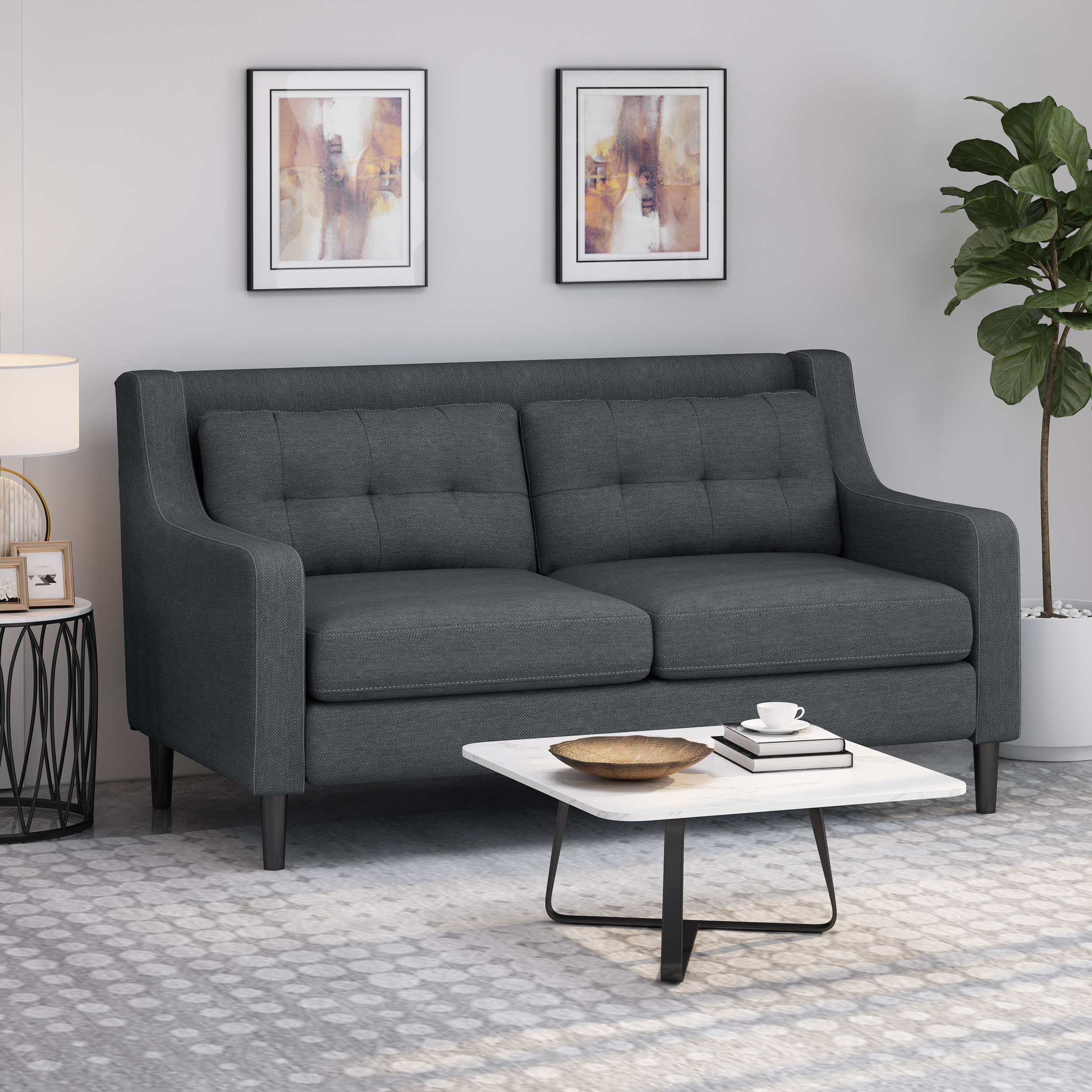 Wrought Studio™ 58" Square Arm Loveseat & Reviews | Wayfair
