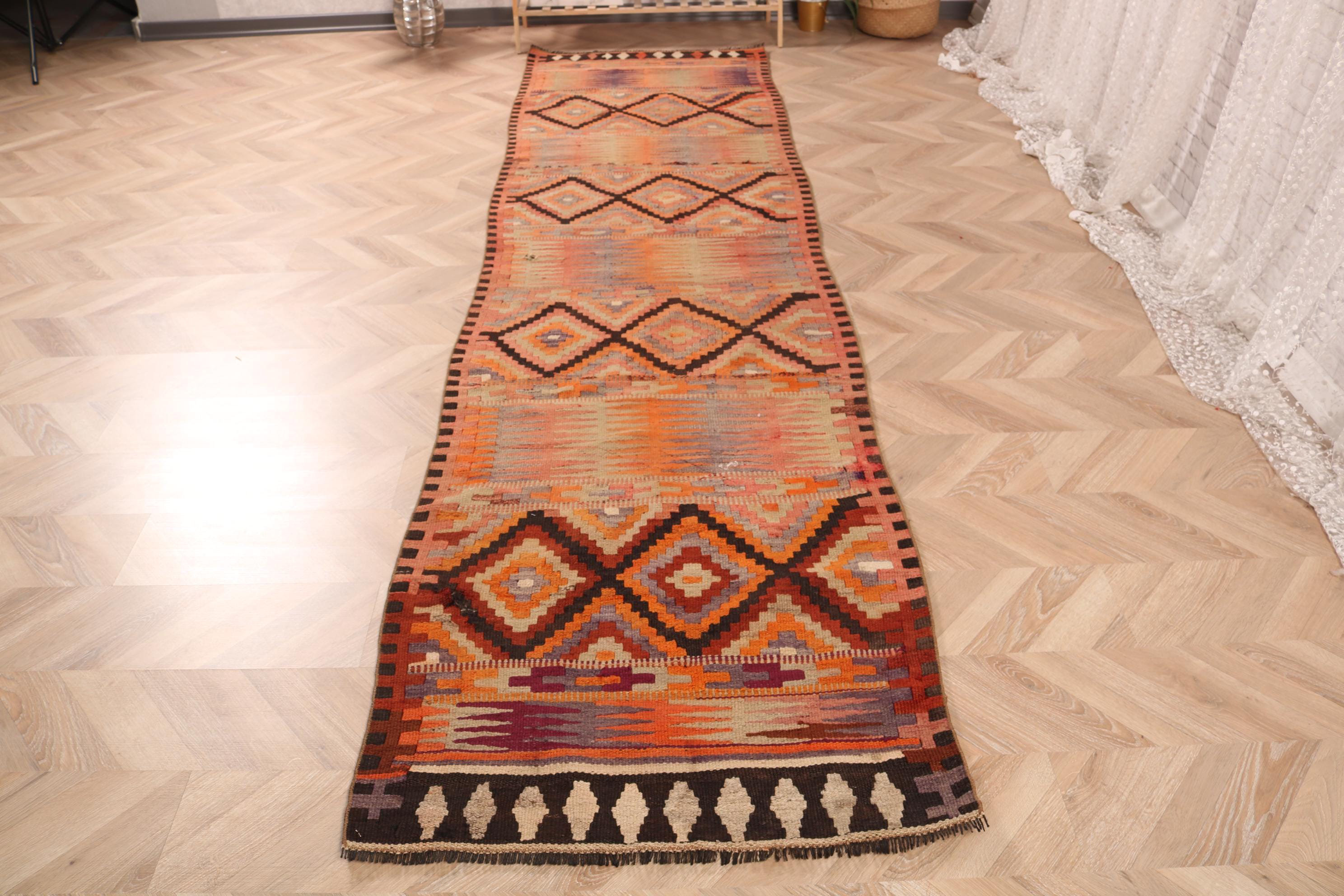 Union Rustic Exquisite vintage Turkish Kilim runner with autumn shades ...