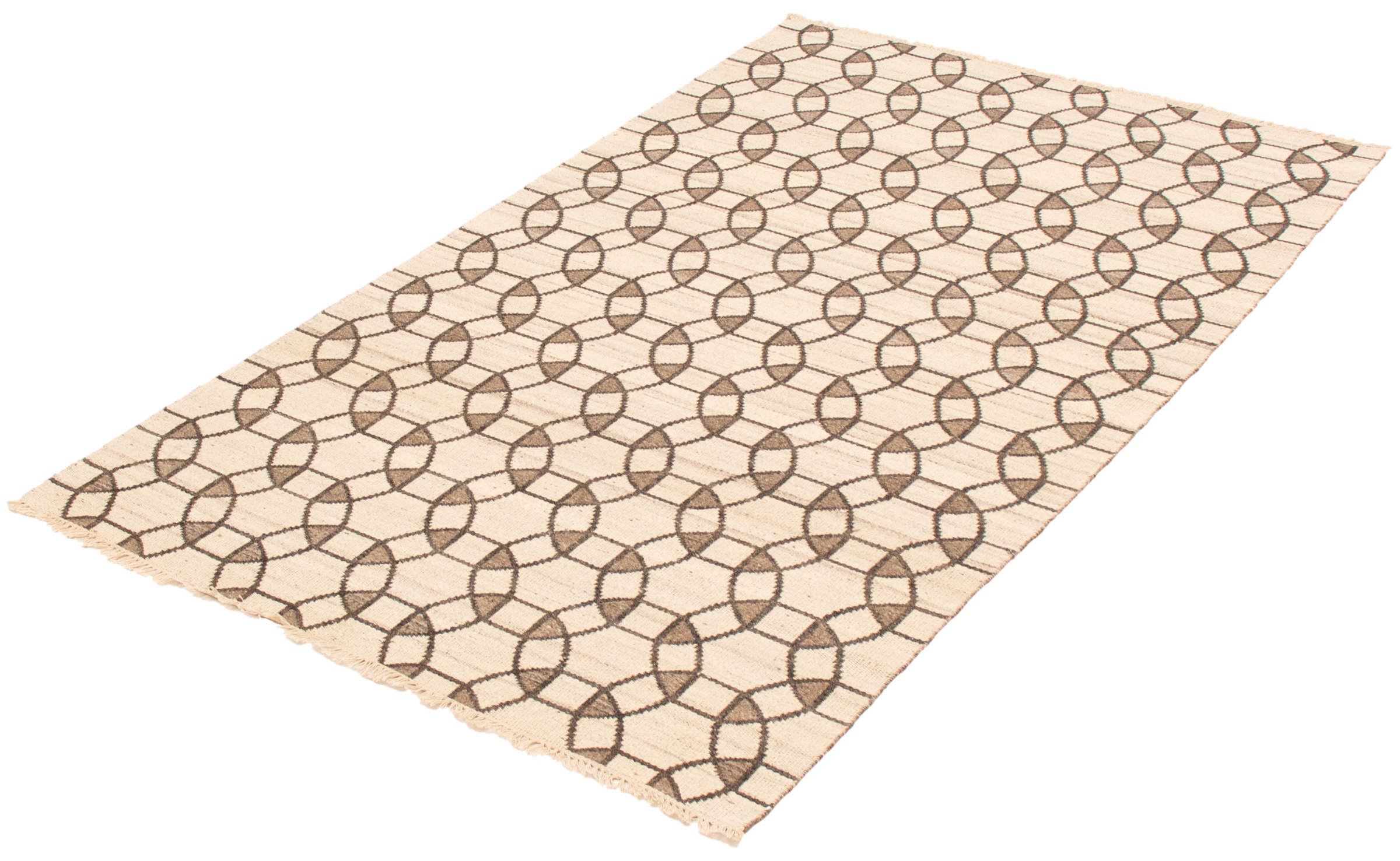 Everly Quinn Geometric Handmade Flatweave Wool Beige/Gray Area Rug ...