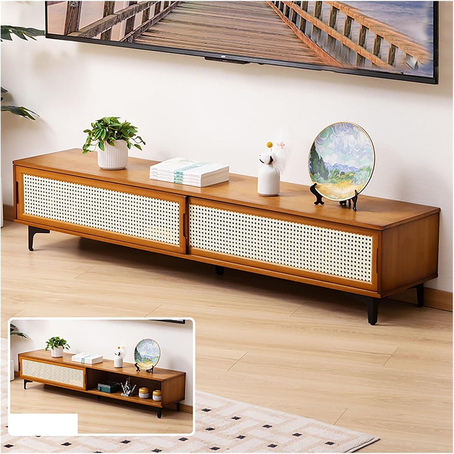 Bay Isle Home™ Bamboo TV Stand 2 Doors 63 Inch | Wayfair