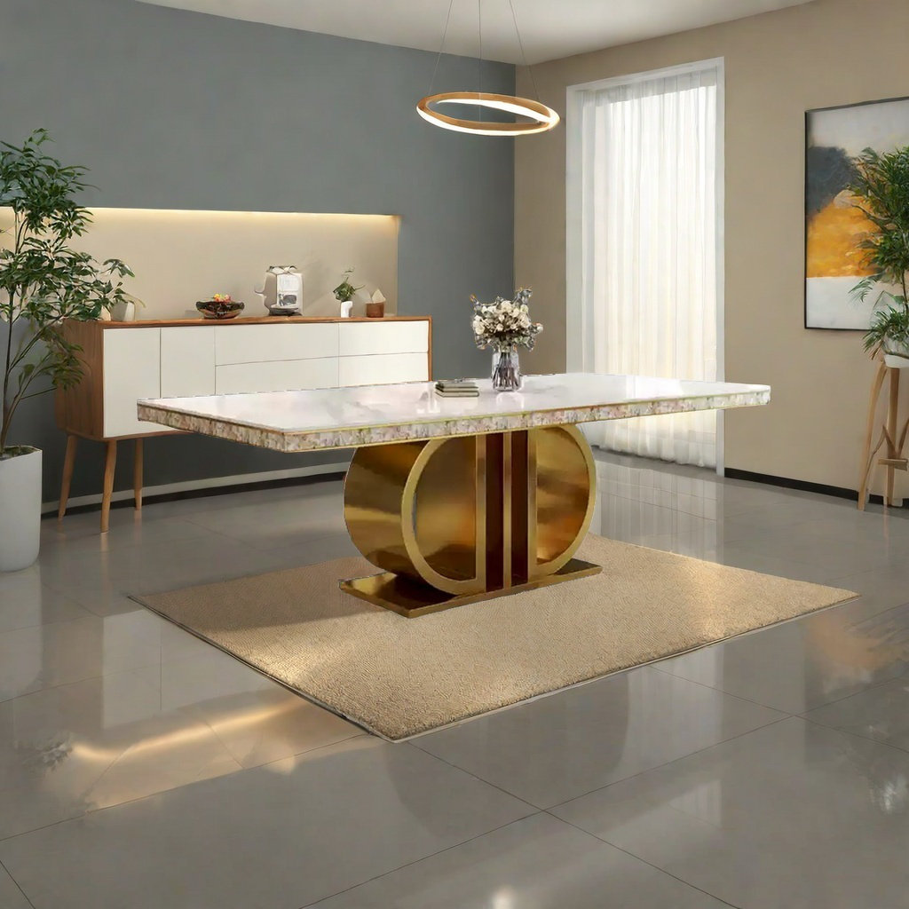 A Zoetic Home Modern Rectangular Glossy Rock Plate Table | Wayfair