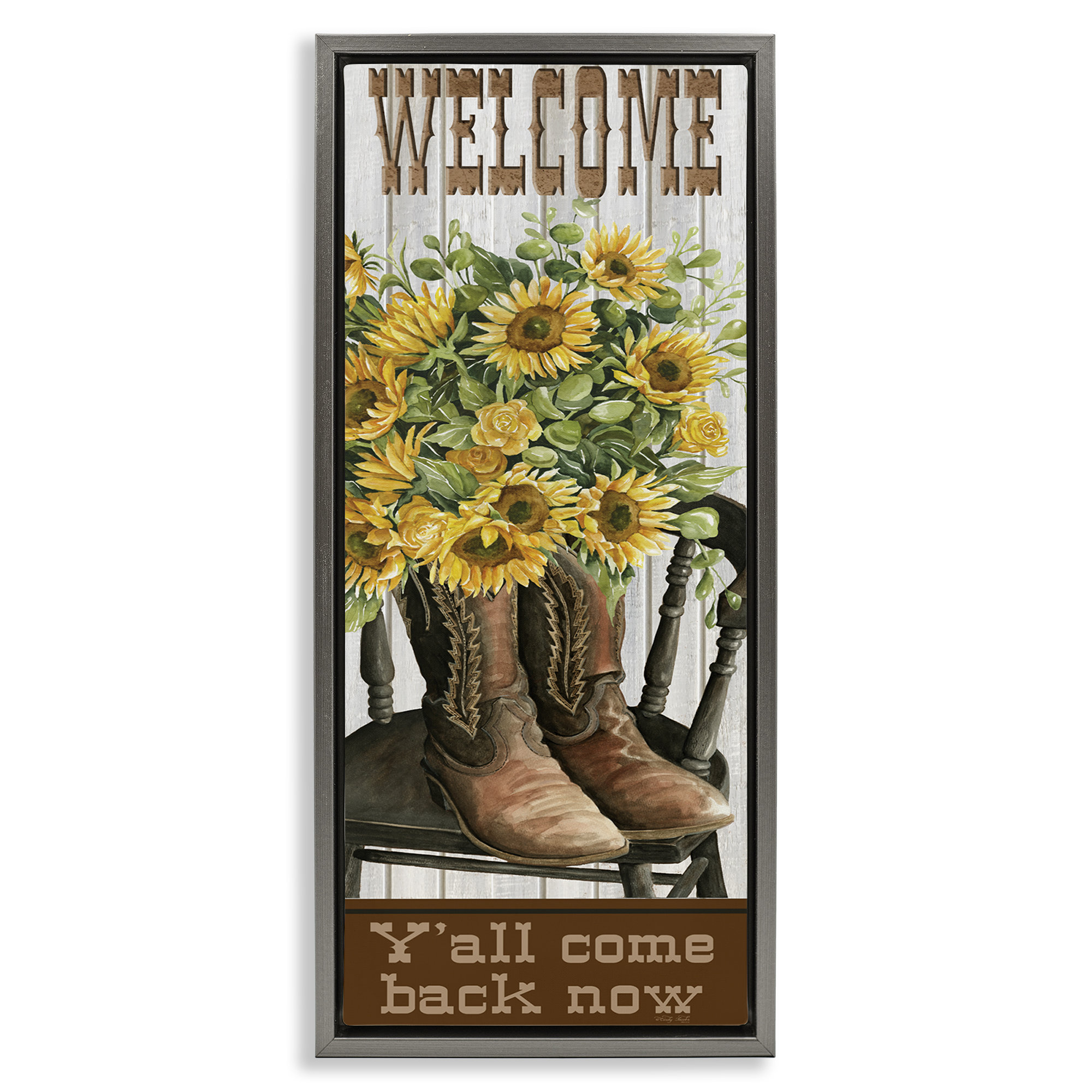 Ophelia & Co. Southern Welcome Phrase Framed Floater Canvas Wall Art by ...