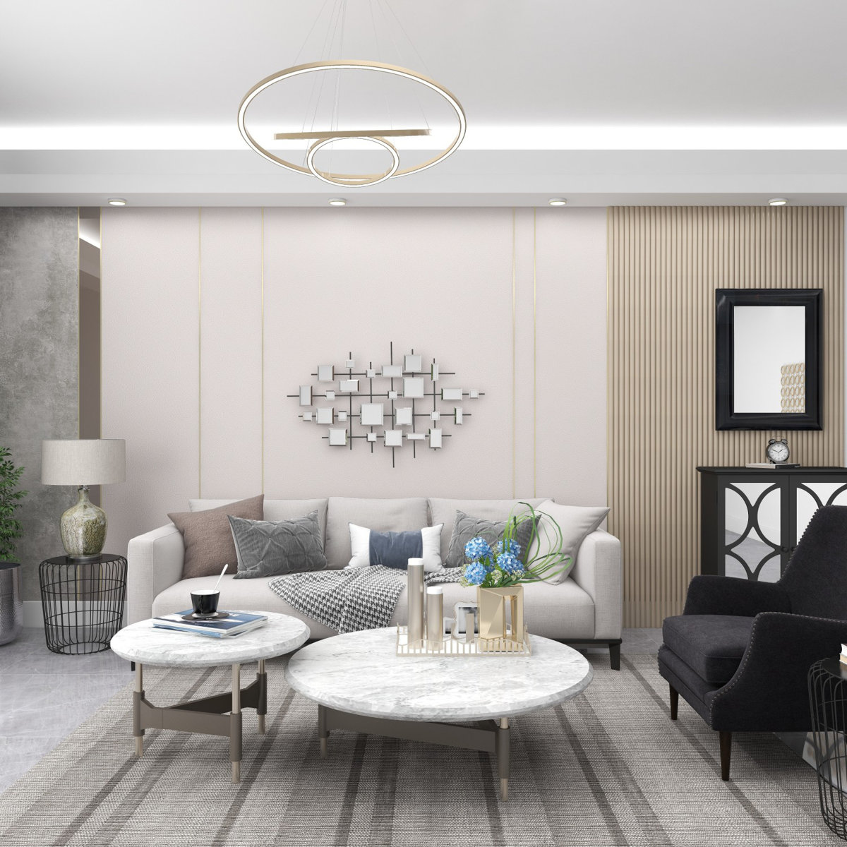 George Oliver Corisande Metal Geometric Black Wall Decor with Square ...