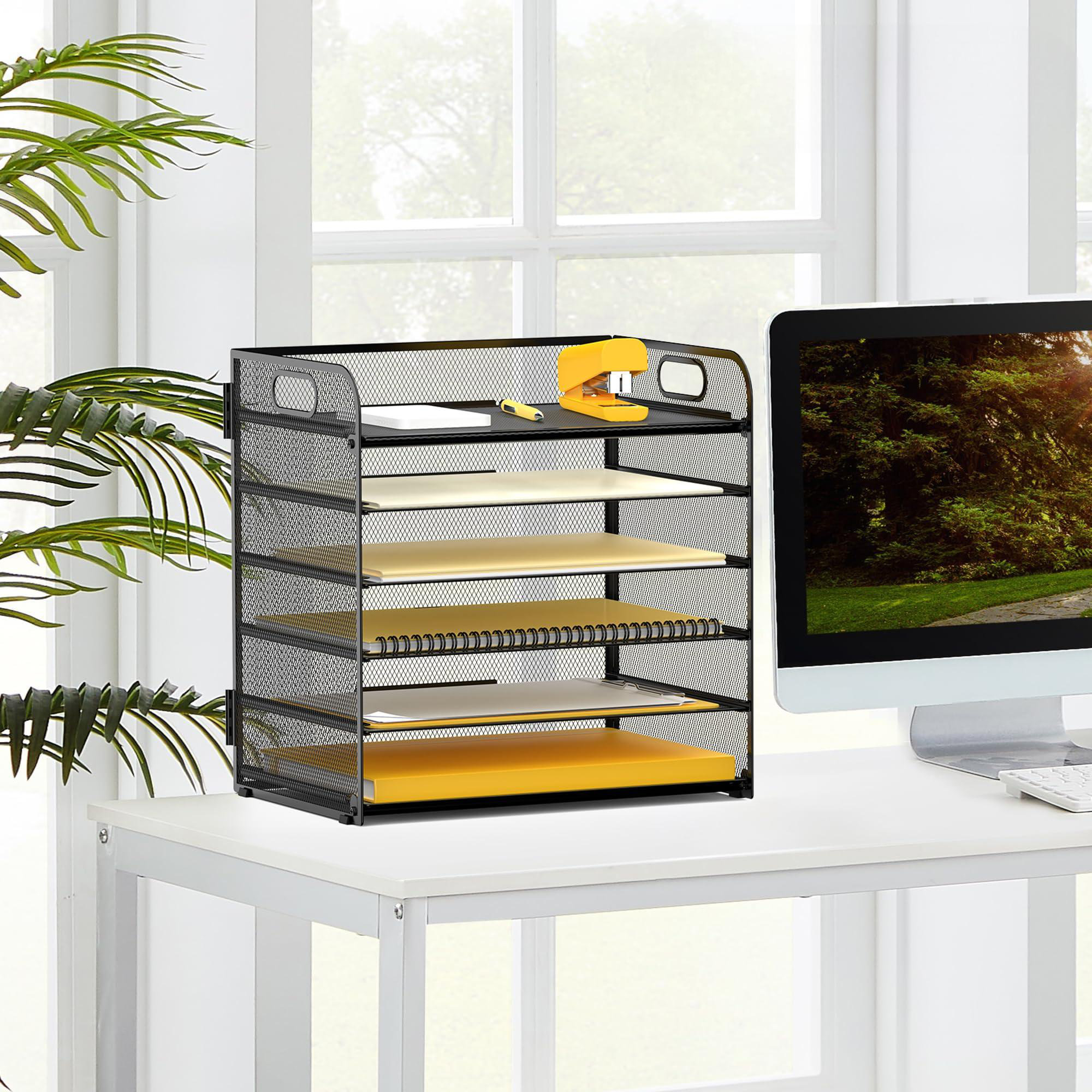 Latitude Run® 6 Tier Paper Letter Tray For Office, Mesh Desk File ...
