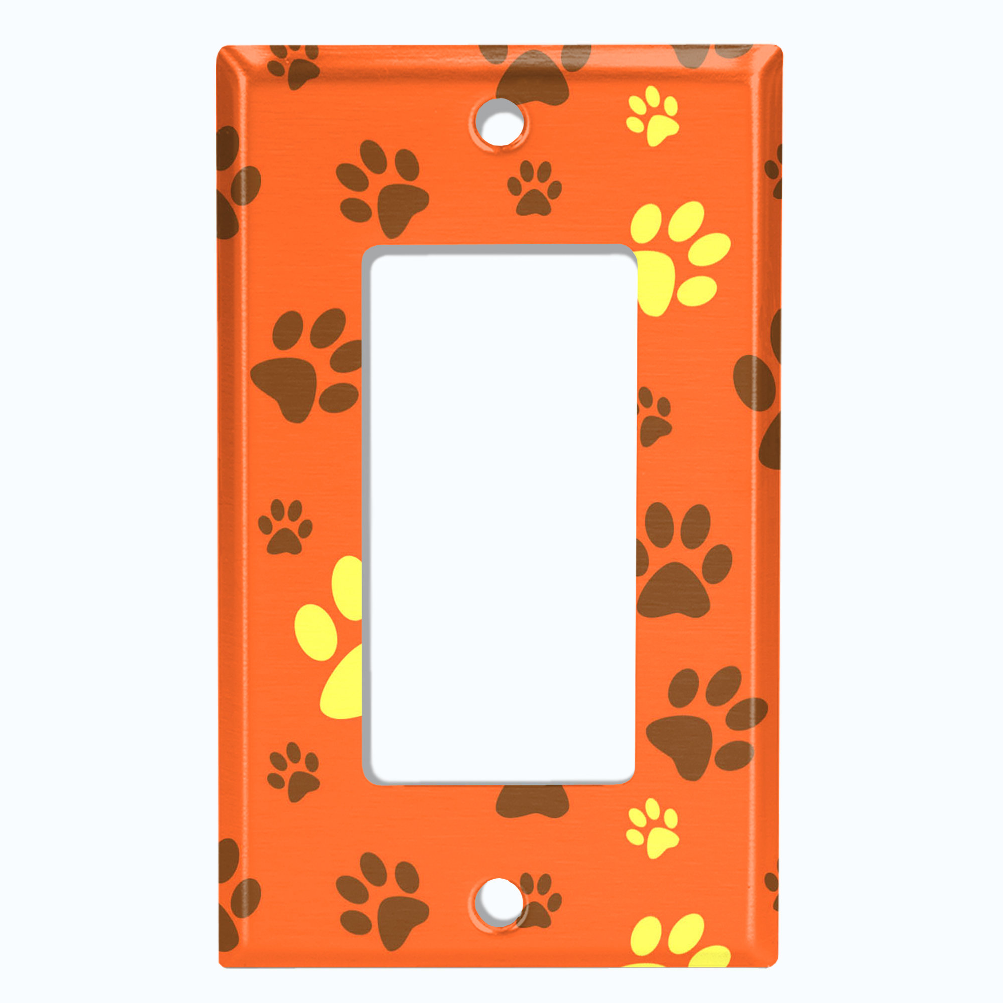 WorldAcc Metal Light Switch Plate Outlet Cover (Brown Dog Paw Prints ...