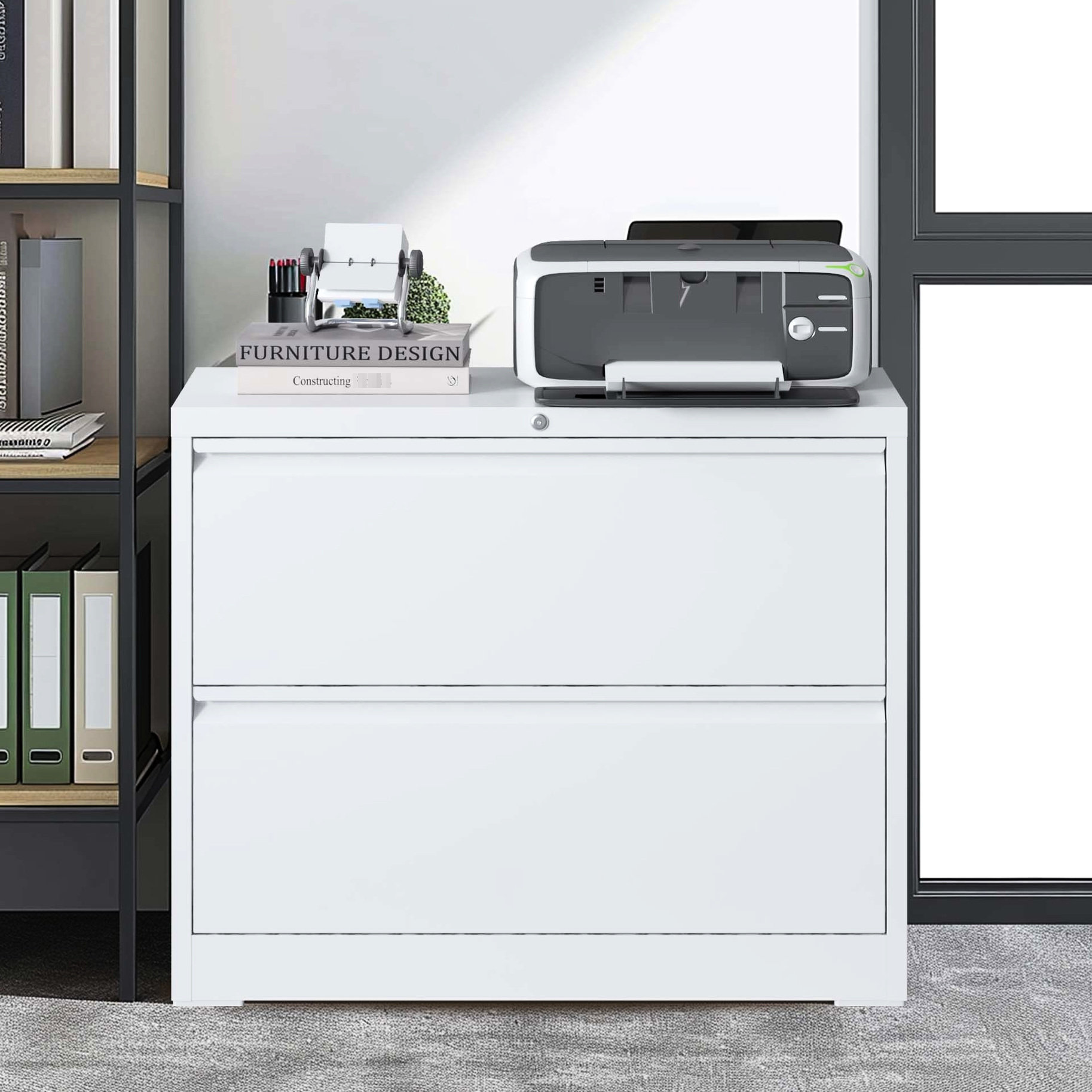 Latitude Run® Modern Lockable File Cabinet For Office, 2 Drawer Metal ...