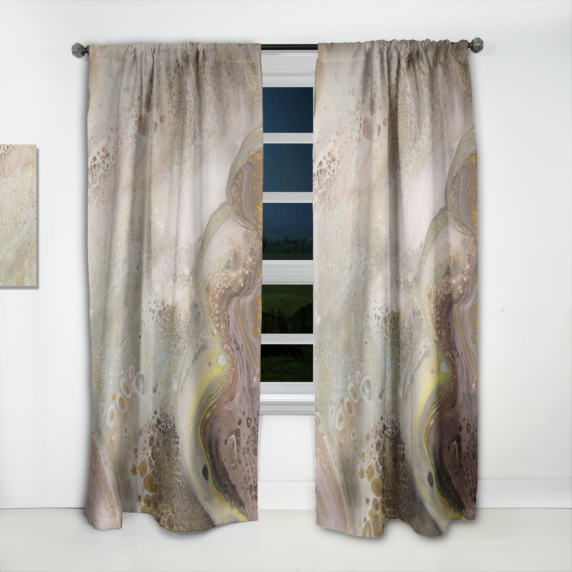 Design Art Marble Universe Abstract Semi-Sheer Rod Pocket Single ...