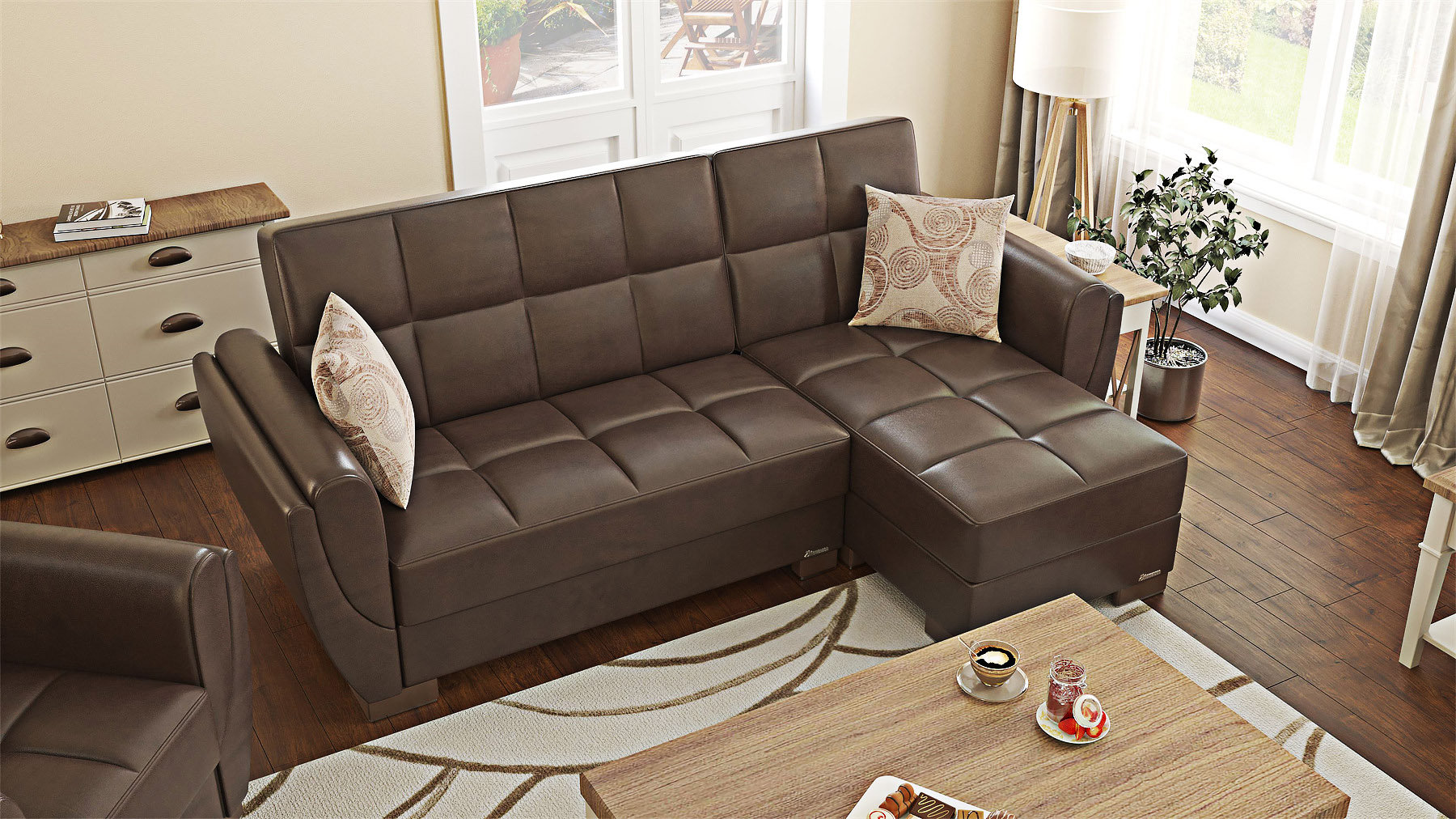 Hokku Designs Upholstered Convertible Chaise Lounge With Storage | Wayfair