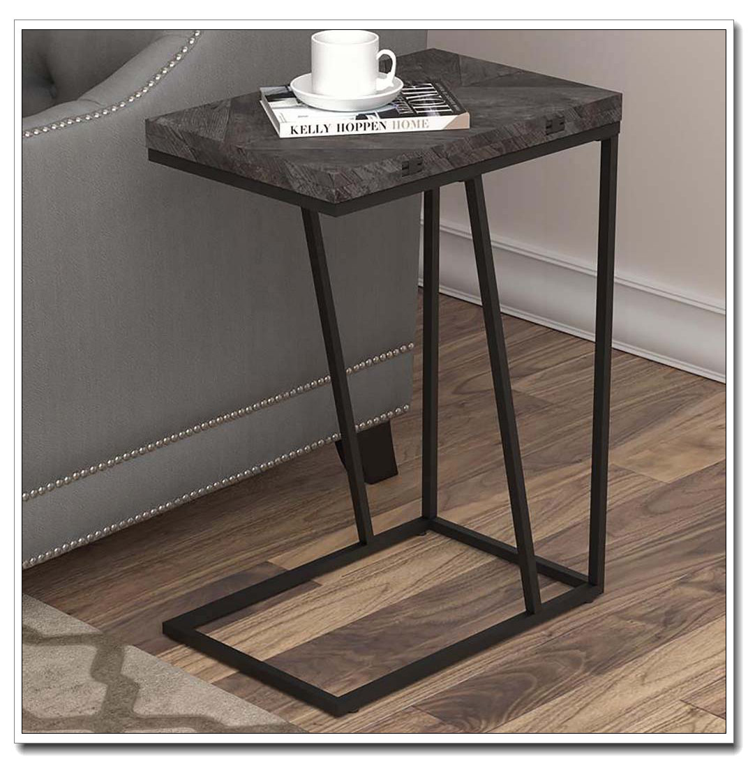 17 Stories Rustic Grey and Sandy Black Rectangle Accent Table | Wayfair