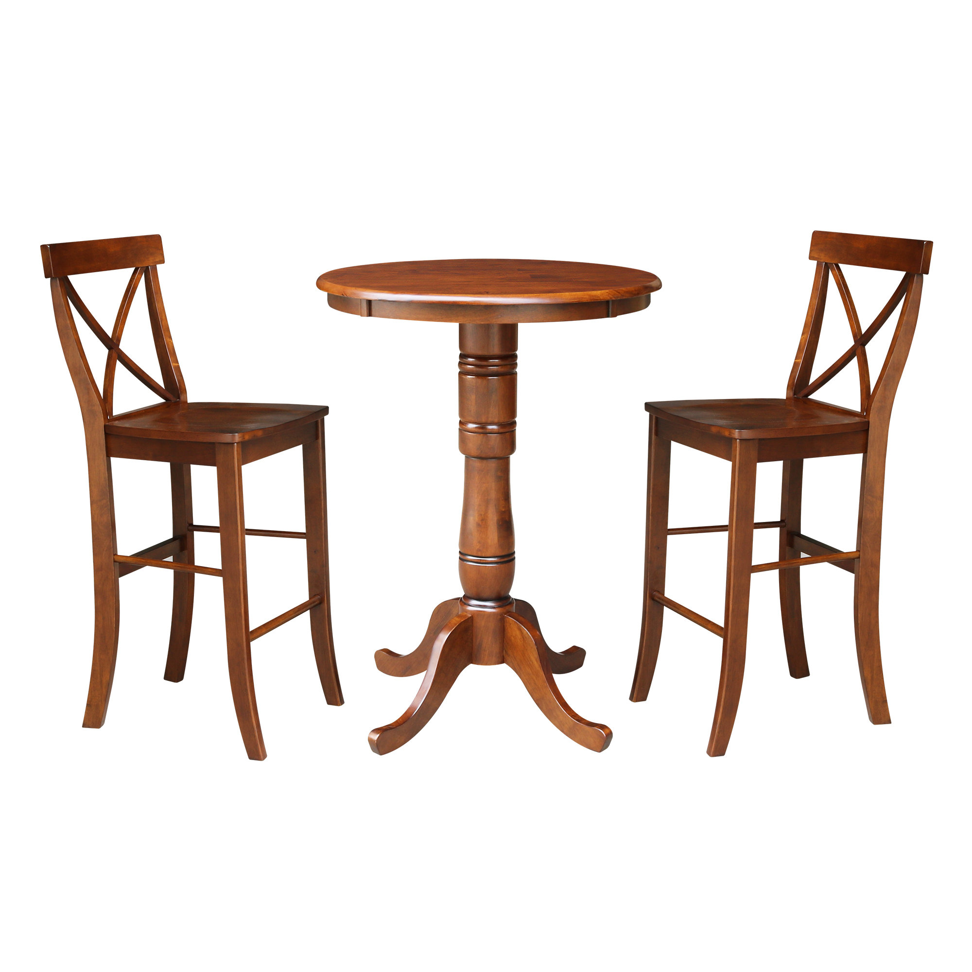 August Grove Durick 2 - Person Bar Height Rubberwood Solid Wood Dining ...