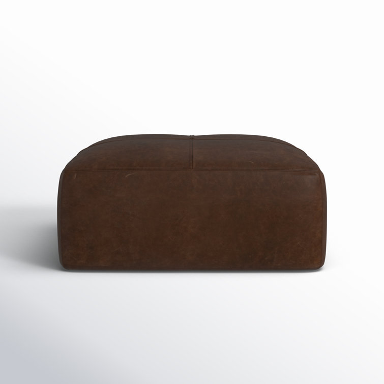 Heafield Square 35" Wide Full-Grain Genuine Italian Leather Ottoman ...