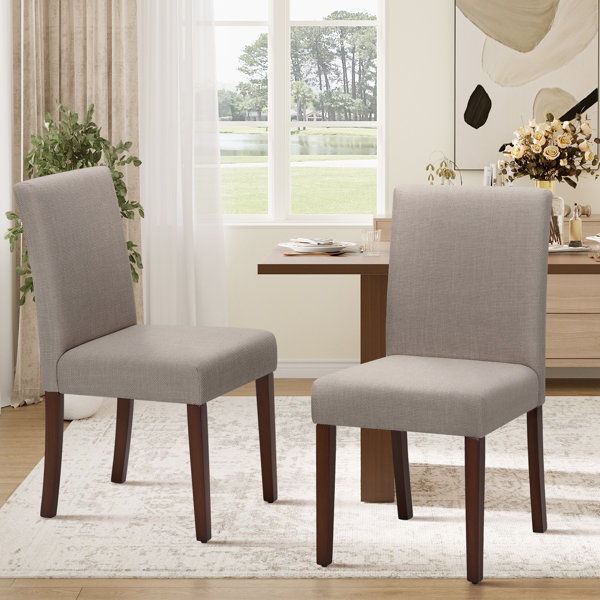 Ebern Designs Upholstered Solid Wood Fabric Parsons Dining Chair Side ...