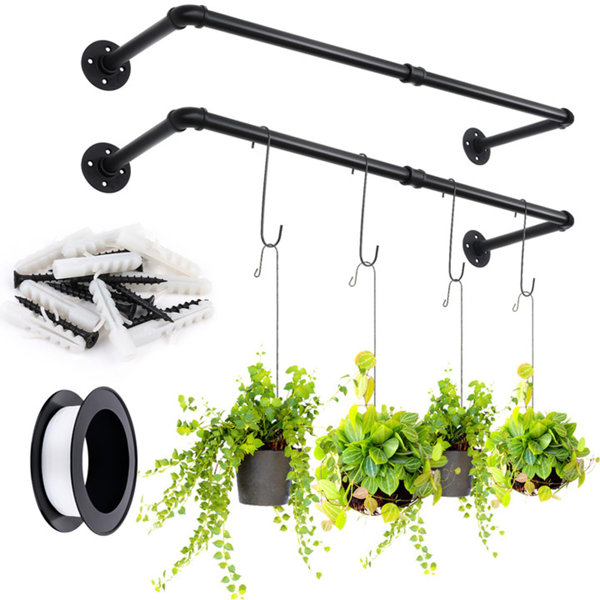 Trent Austin Design® 2 Set Hanging Planter Bar With 4 Hooks, Hanging ...