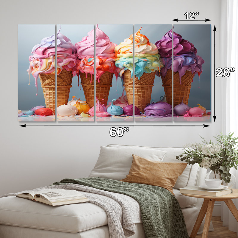 Design Art Food Ice Cream Pointillism II - Food & Beverage Metal Wall ...