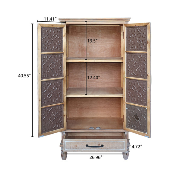 One Allium Way® 55.12'' Tall Tower Storage Cabinet - Rustic Wood ...
