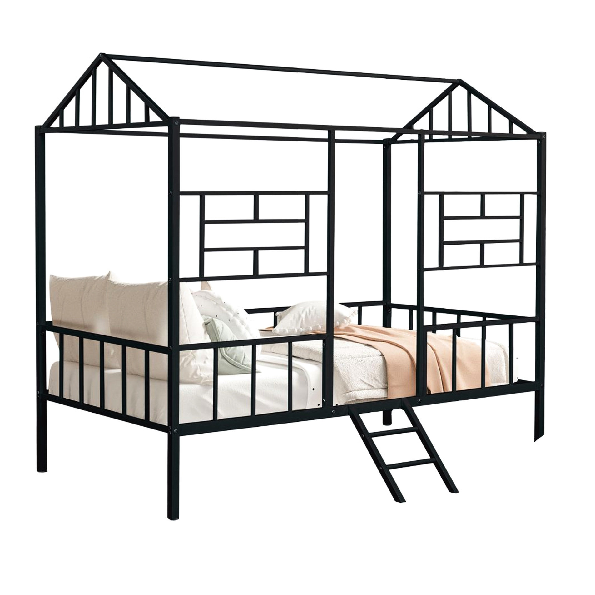 Harper Orchard Twin Bunk Bed With Black Finish, Contemporary Style ...