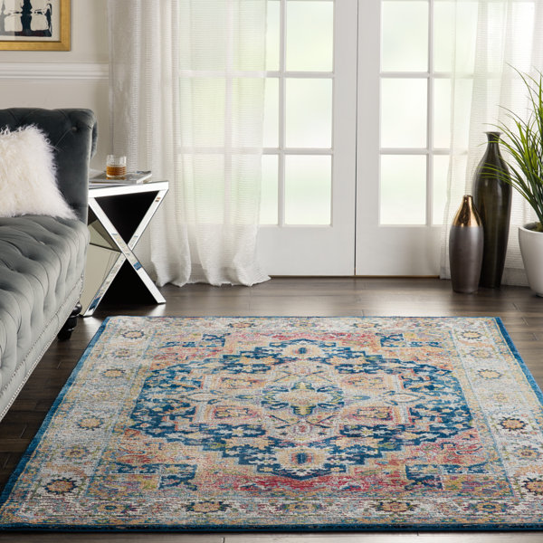 Bungalow Rose Lowndes Blue/Gray/Red Rug & Reviews | Wayfair