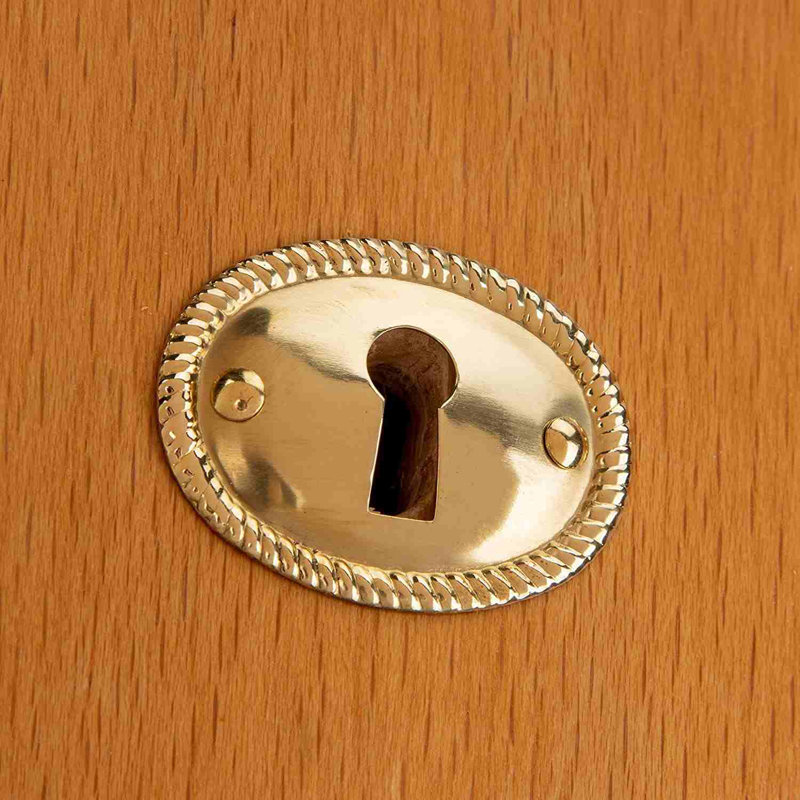 UNIQANTIQ HARDWARE SUPPLY Horizontal Rope Stamped Brass Keyhole Cover ...