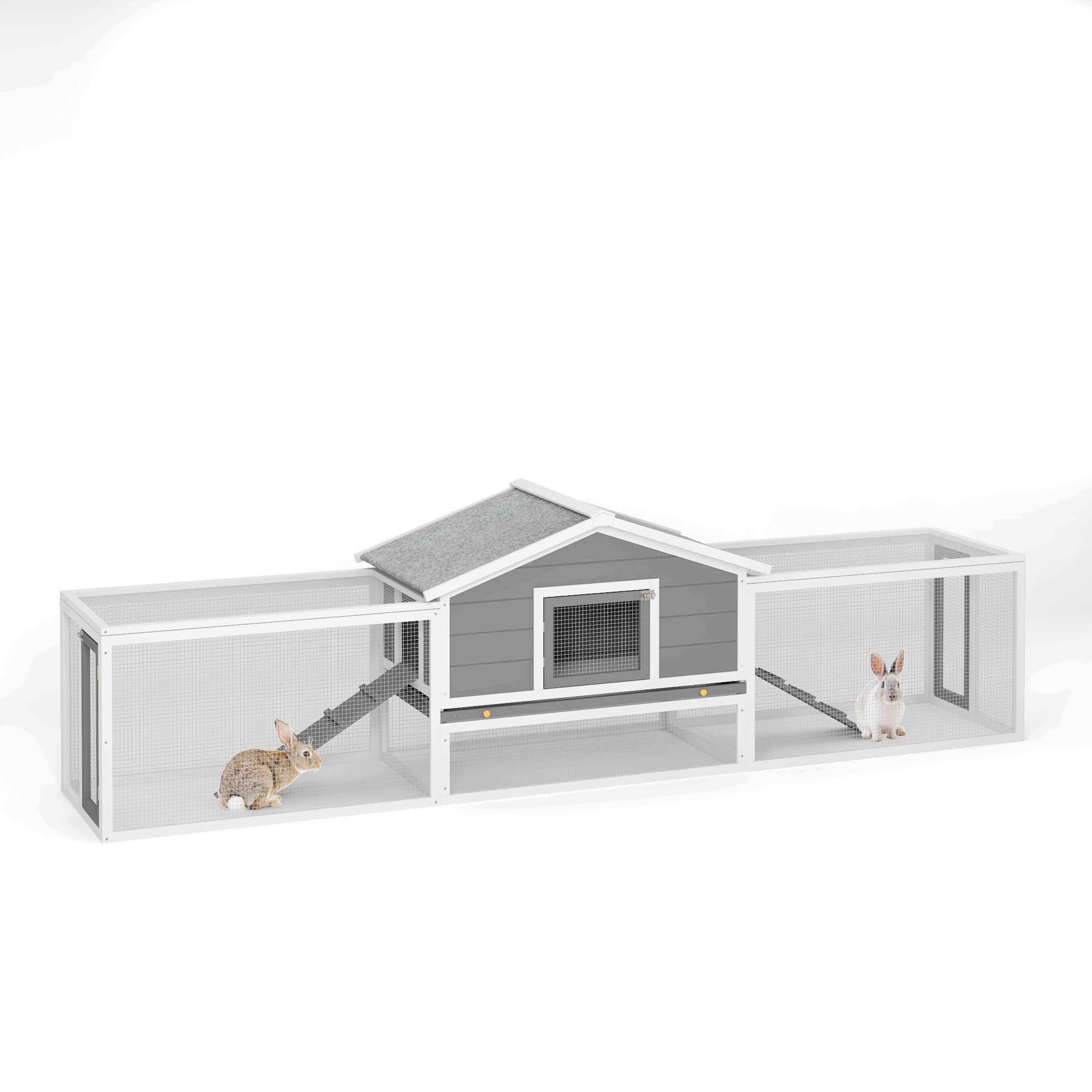 Ophelia & Co. Large Wooden Rabbit Hutch Pet House With Ramps, Lockable ...