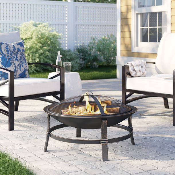 Millwood Pines Janzen Outdoor Deep Steel Wood Burning Fire Pit ...