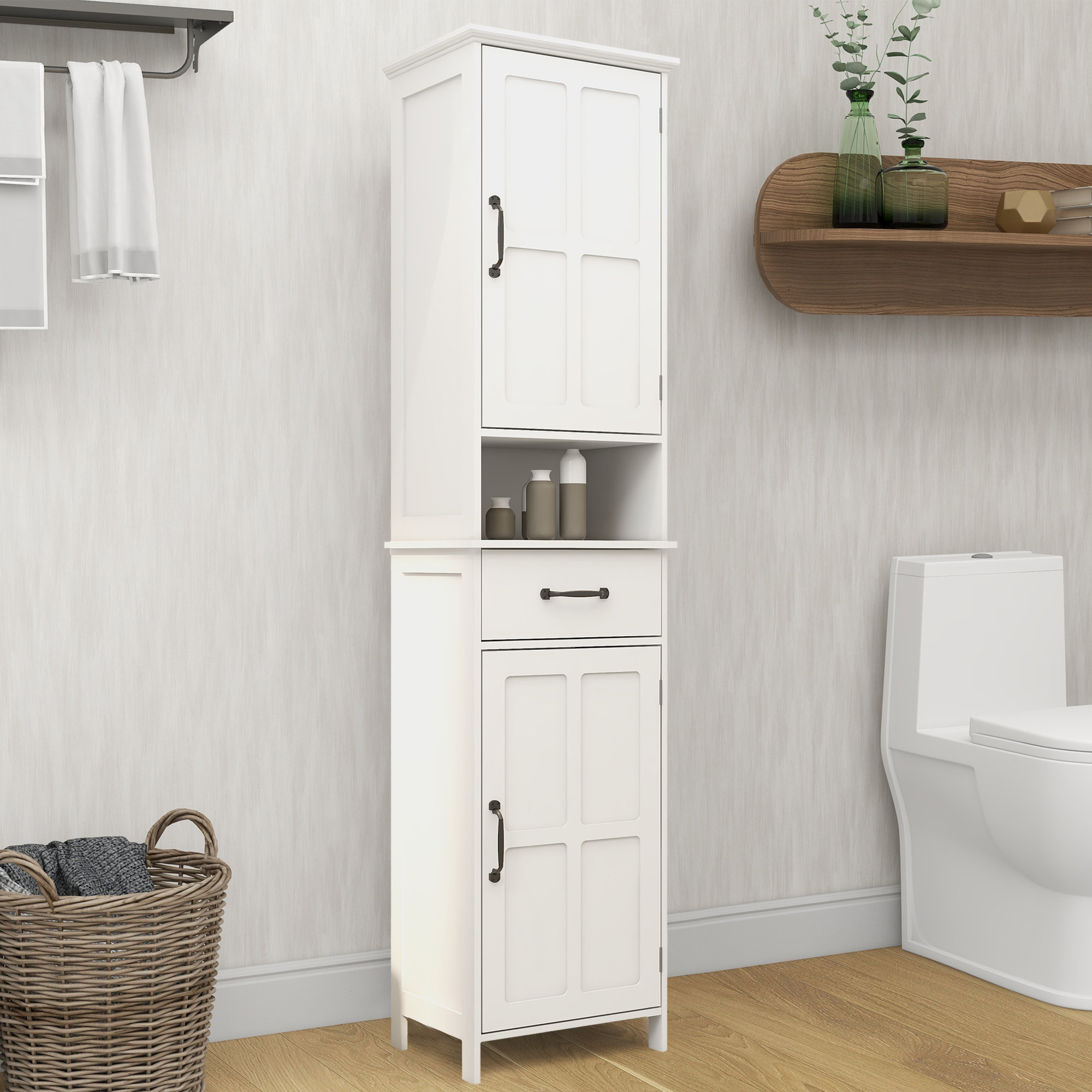 Lark Manor Bathroom Tall Storage Cabinet Slim Cabinet, Ultra-thin Storage Cabinet With Drawers ...