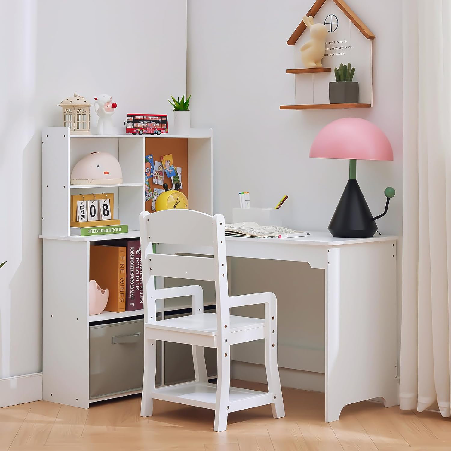 Harriet Bee Kids Corner Desk, Desk and Chair Set for Children, L Shape ...