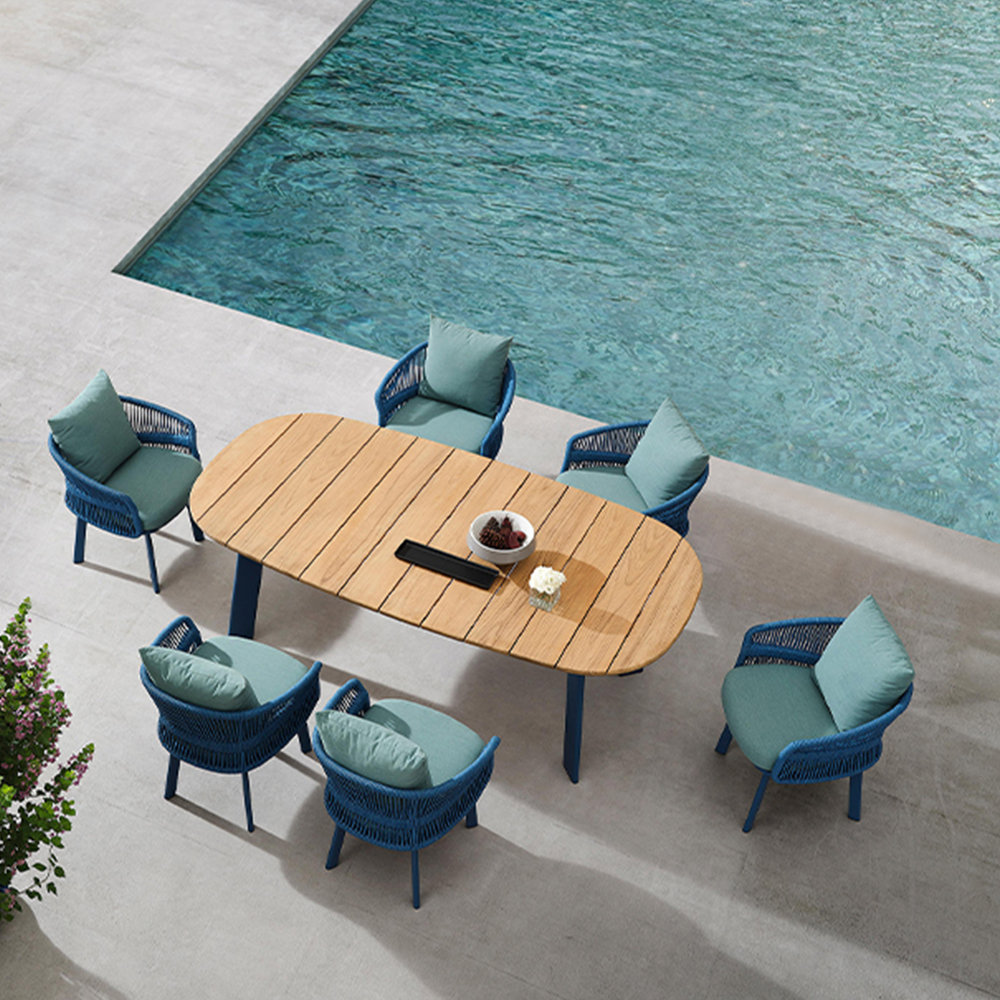 Elegant Home Furnishings.s Courtyard Teak Patio Table Set Oval 6 ...