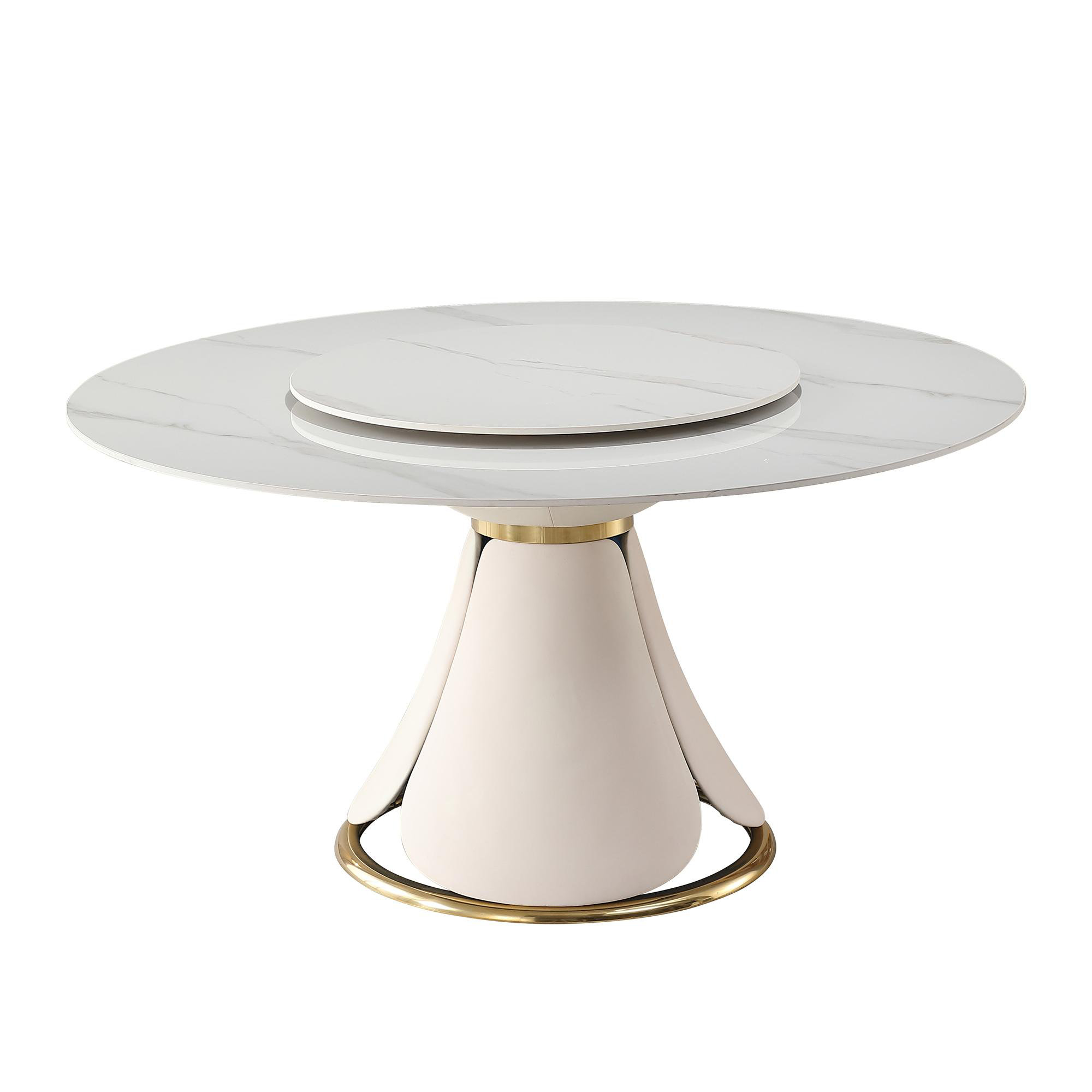 Everly Quinn 59.05"Modern Sintered stone dining table with 31.5" round ...