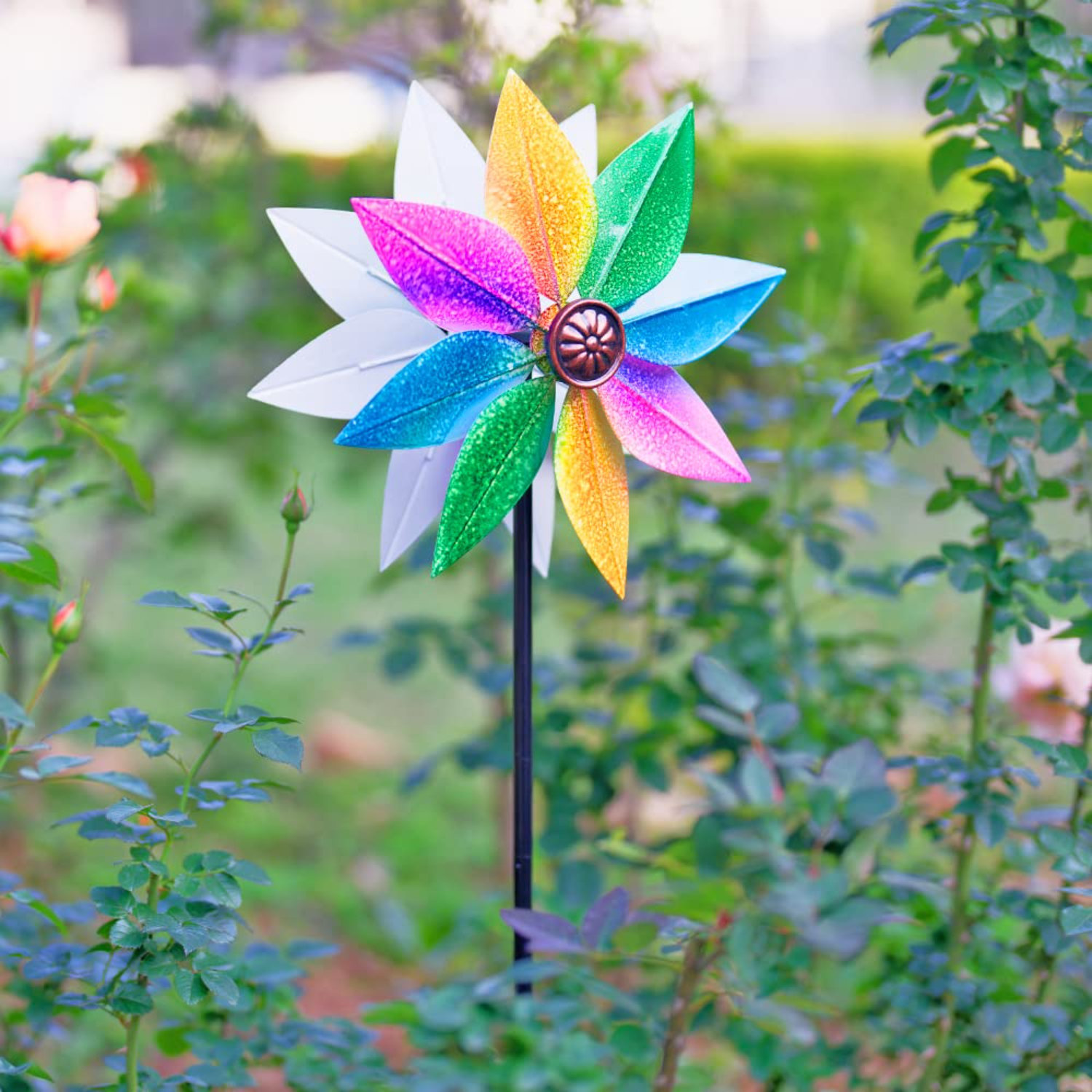 Orren Ellis Wind Spinners, 37" Wind Spinner Metal Colourful Kinetic ...