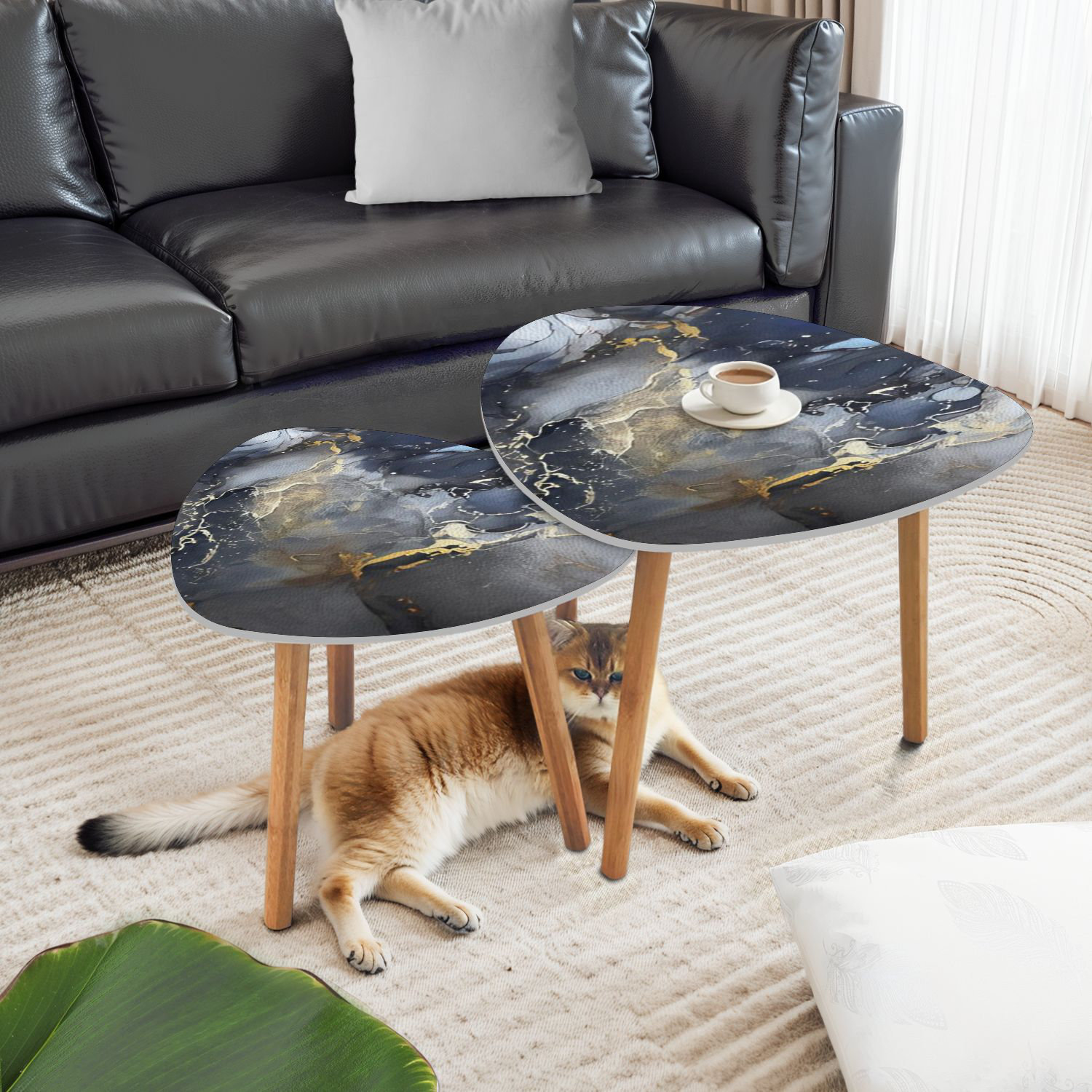 George Oliver Triangle Nesting Coffee Table Set of 2 Alcohol Delicate ...