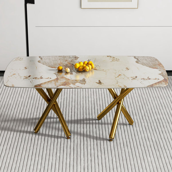 Wrought Studio Dollie Glass Top Metal Base Dining Table - Wayfair Canada