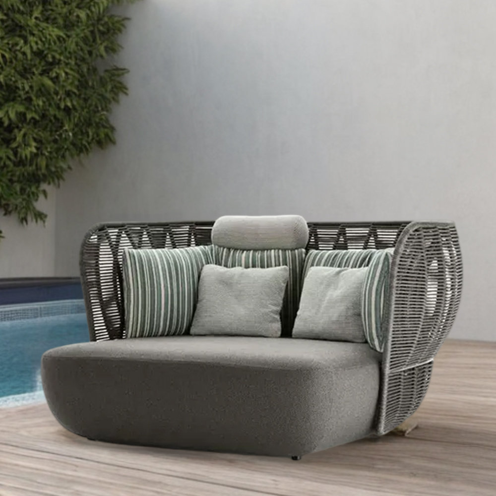 Elegance Furnishings Leisure Braided Rope Patio Daybed 62.99'' Fabric ...