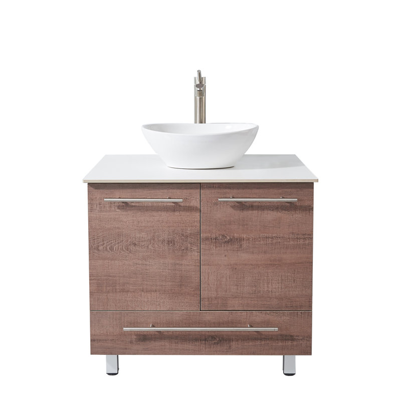Ebern Designs Raymir 30'' Brown Modern Free-standing Vessel Sink Single ...