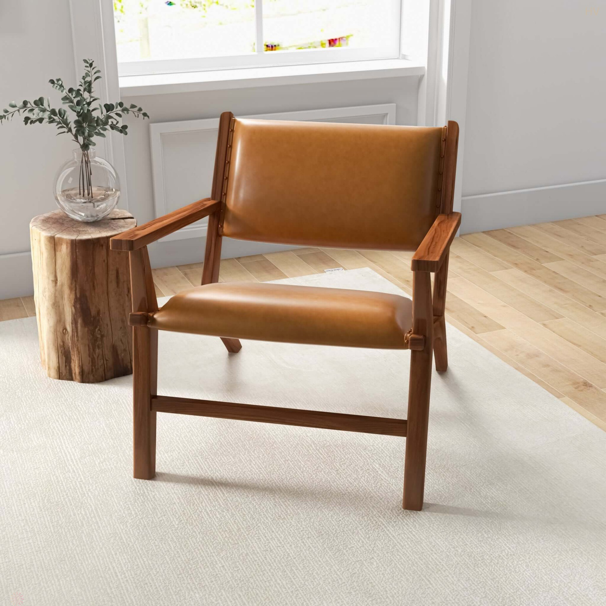 Winston Porter Hendrix Antique Tan Leather Arm Chair | Wayfair