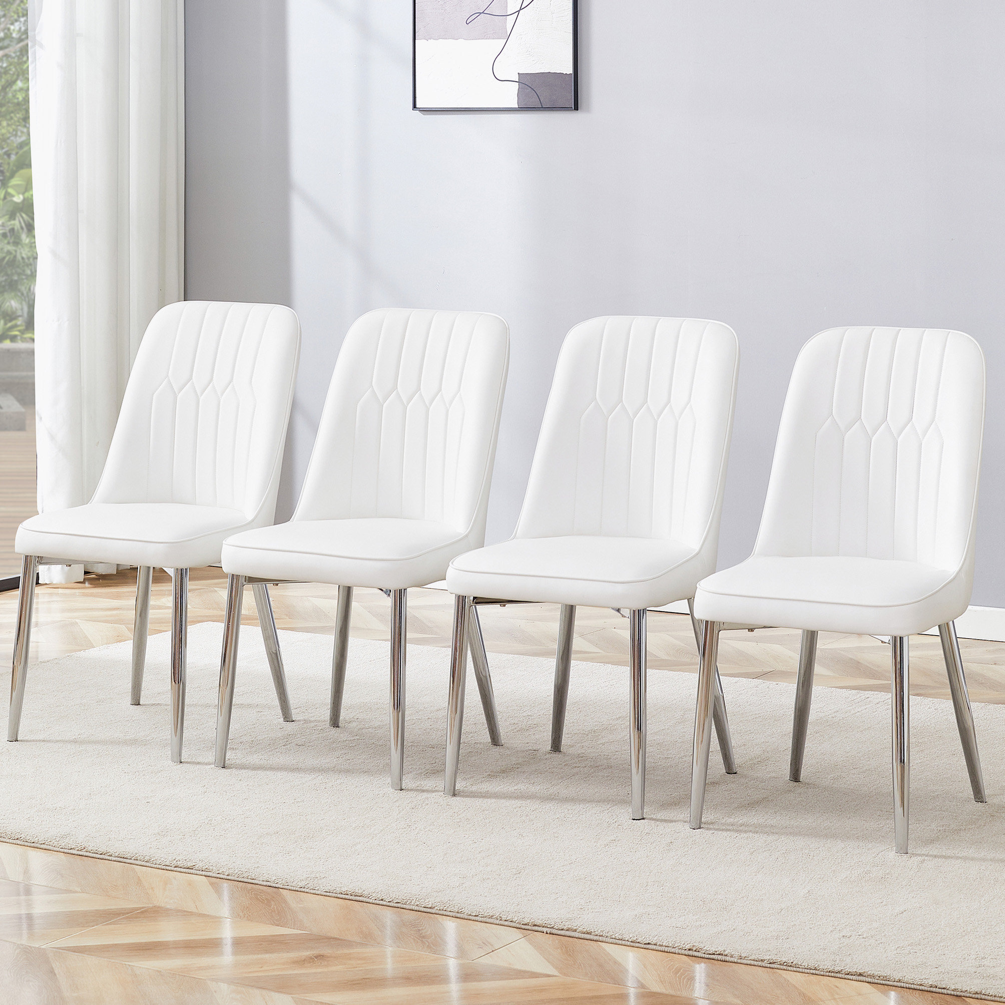 Everly Quinn PU leather Upholstered Dining Chair,Set of 4 | Wayfair