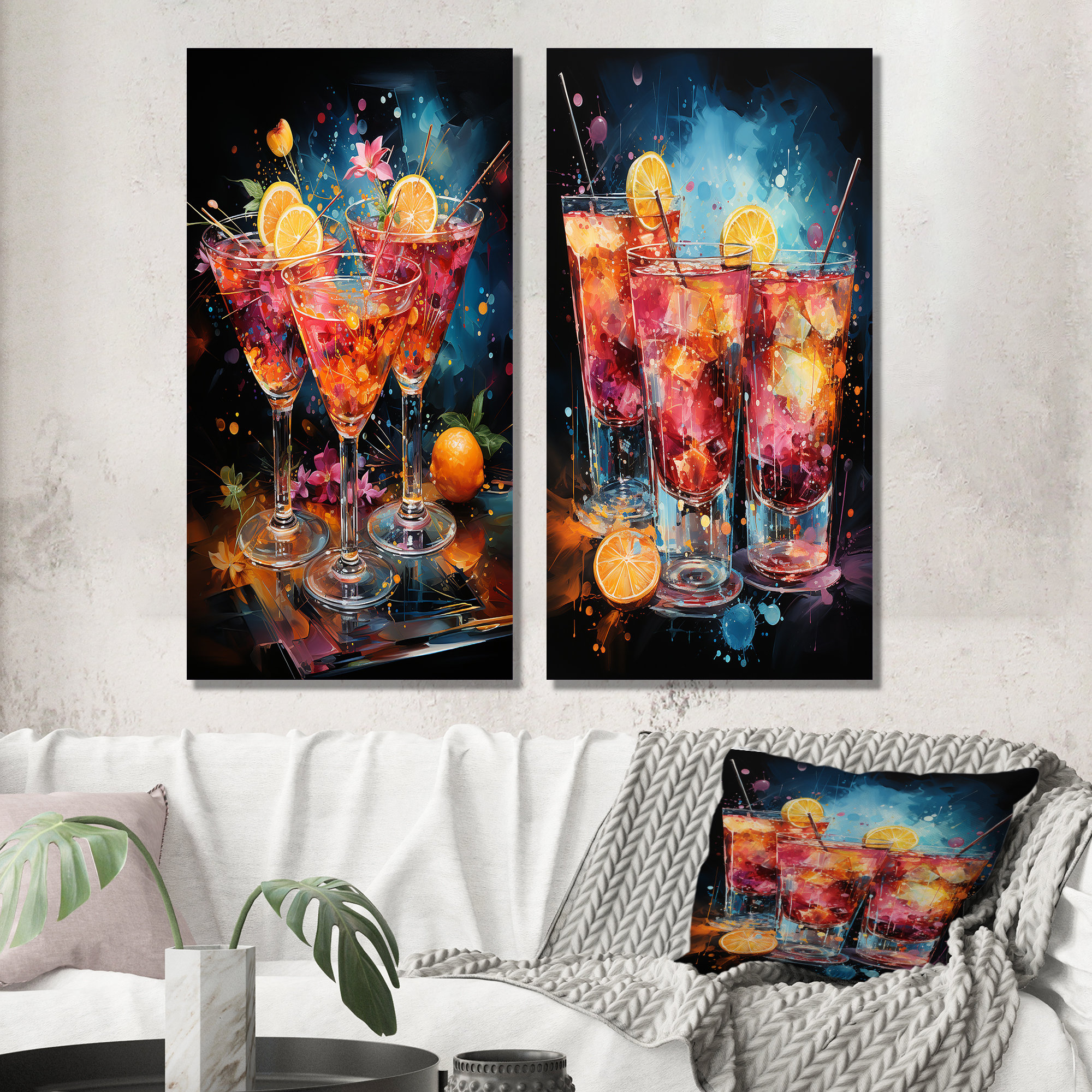 Latitude Run® Cocktails Cocktail Confetti - Wall Art Decor Set Of 2 ...